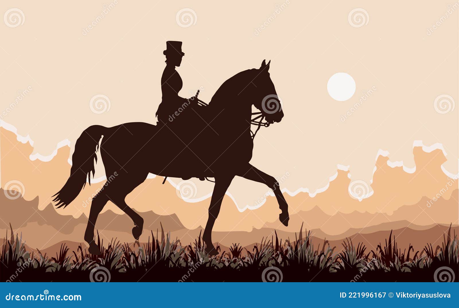 Woman in a Woman Saddle Riding Stock Vector - Illustration of ...