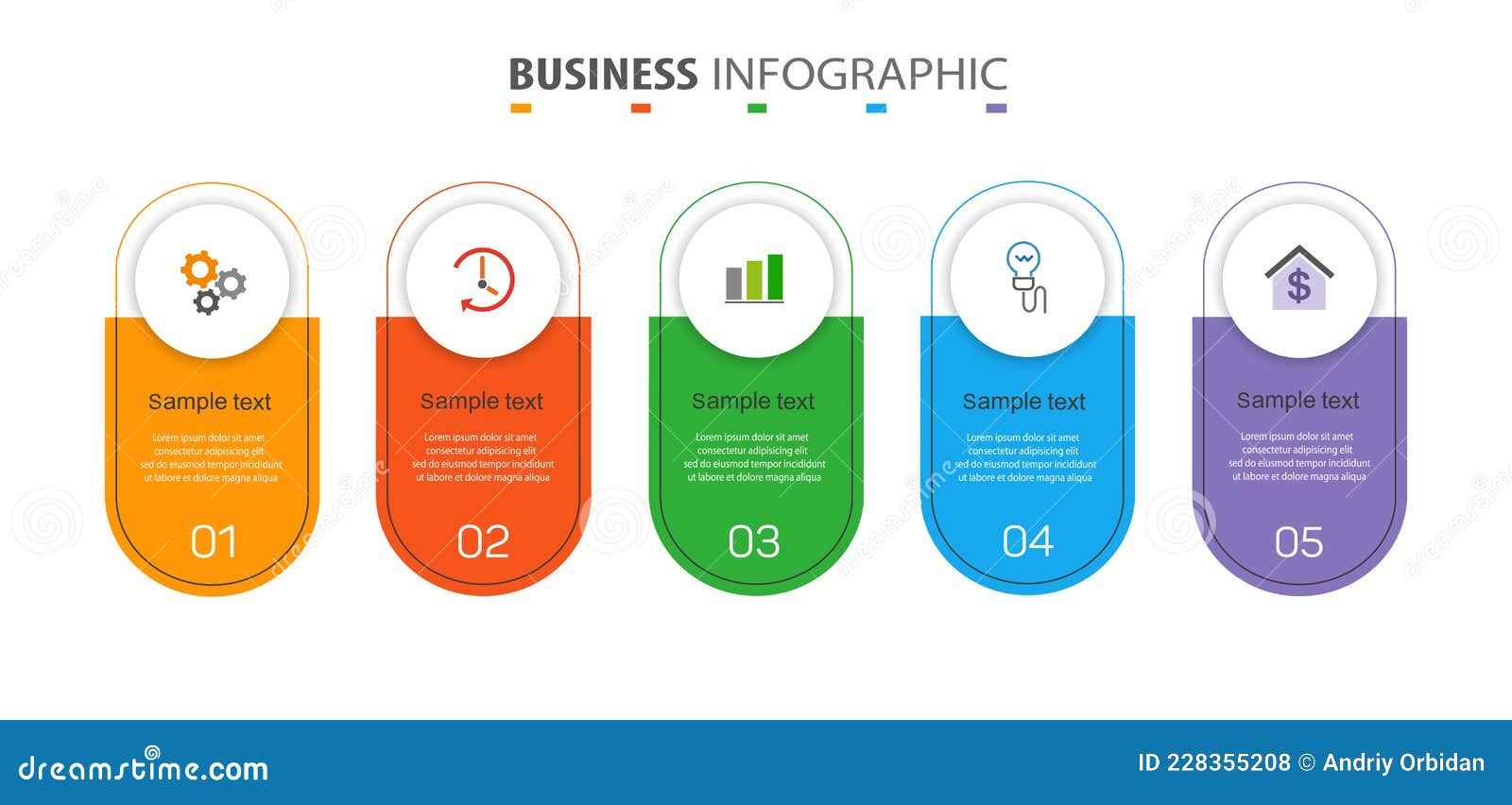 Business Infographic Design Template with 5 Options or Steps Stock ...