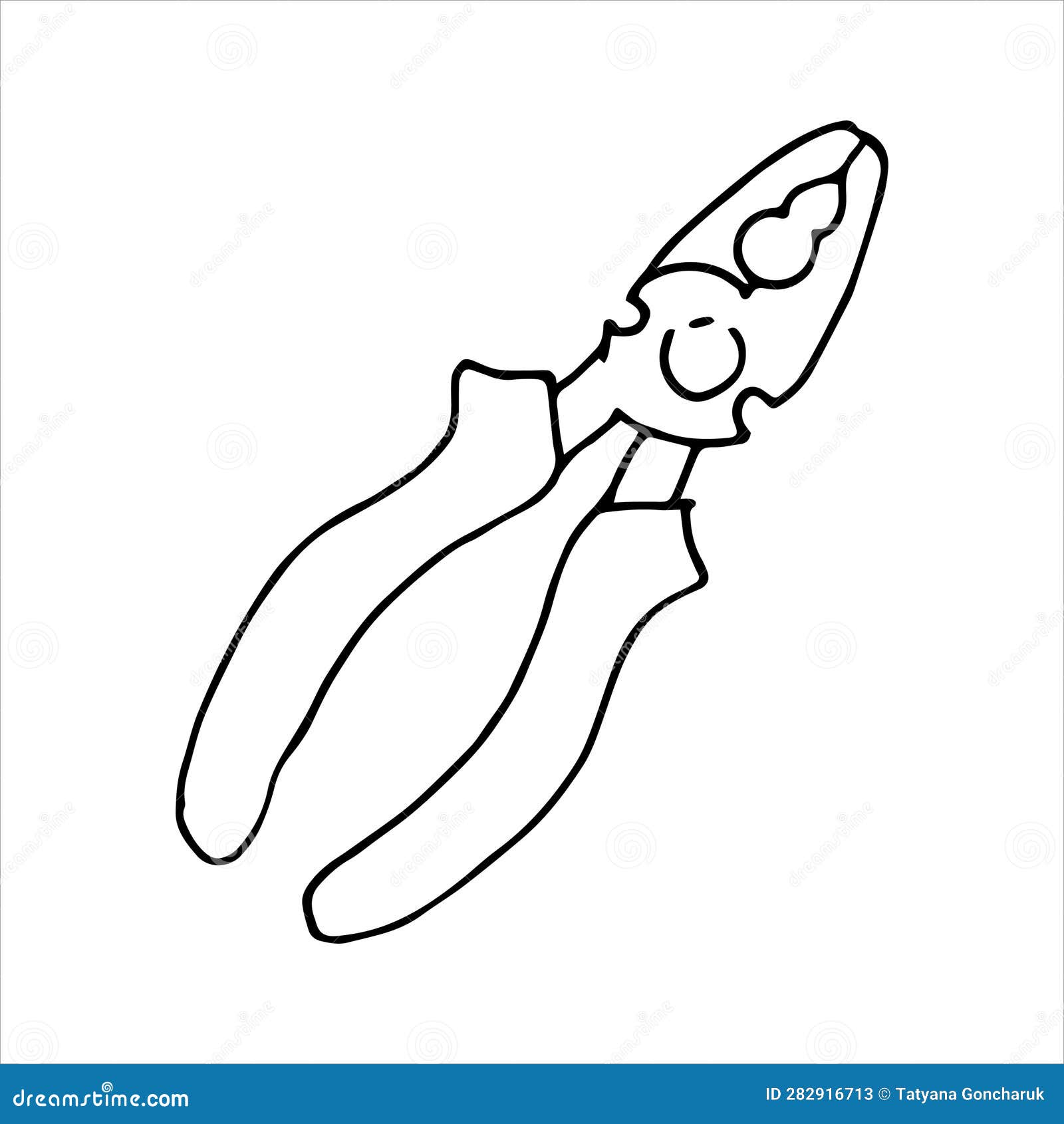 Vector Drawing in Doodle Style. Pliers. Construction Tool, Hand Work ...