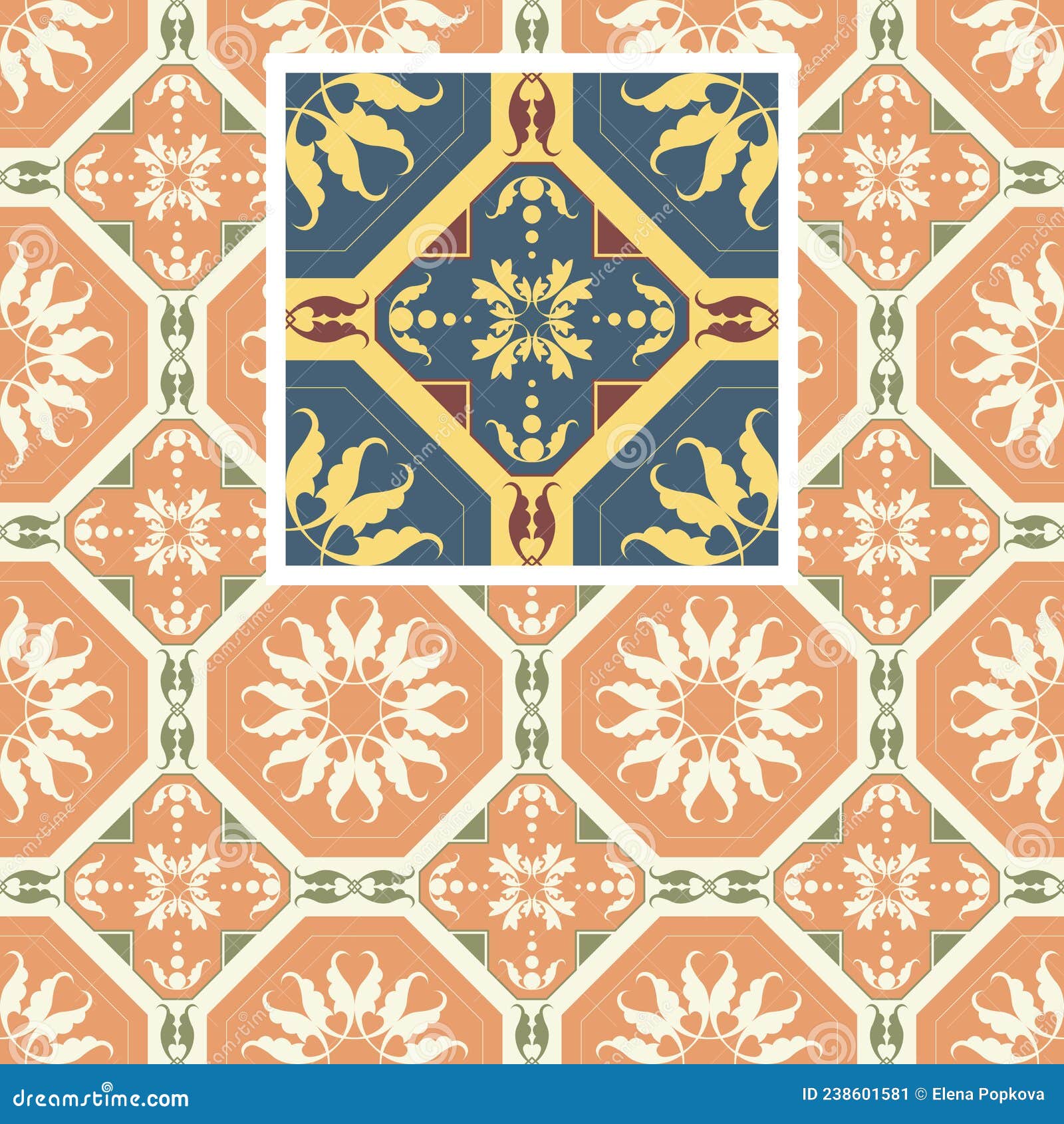 ÐŸSeamless Floral Renaissance Style Vector Square Pattern Stock Vector ...