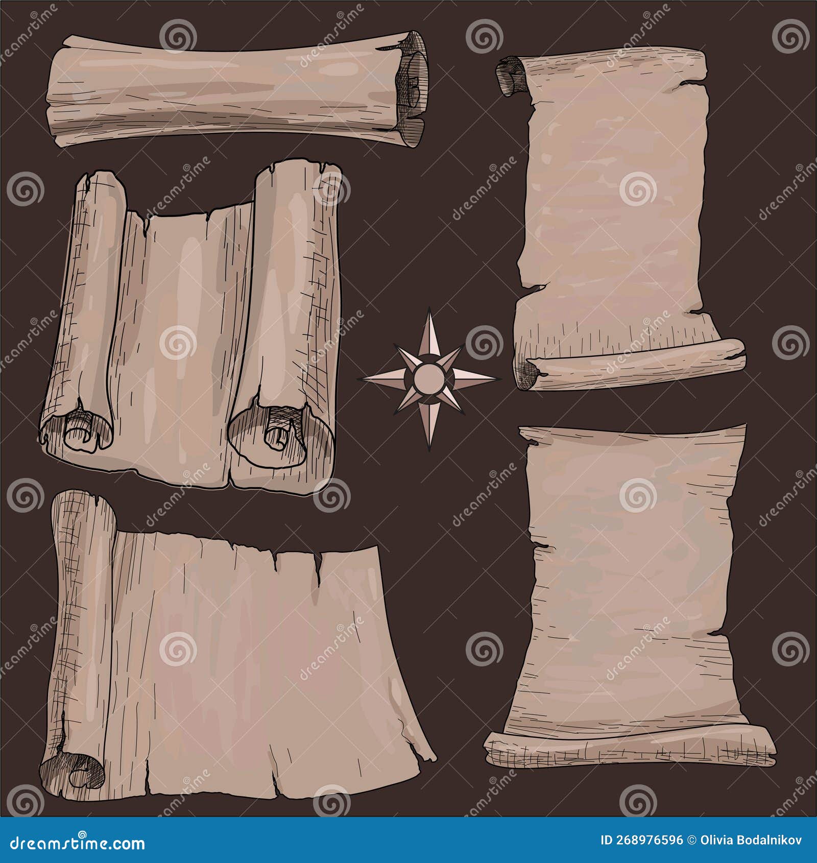 Realistic Old Vintage Scroll Background in Vector. Antique Paper ...