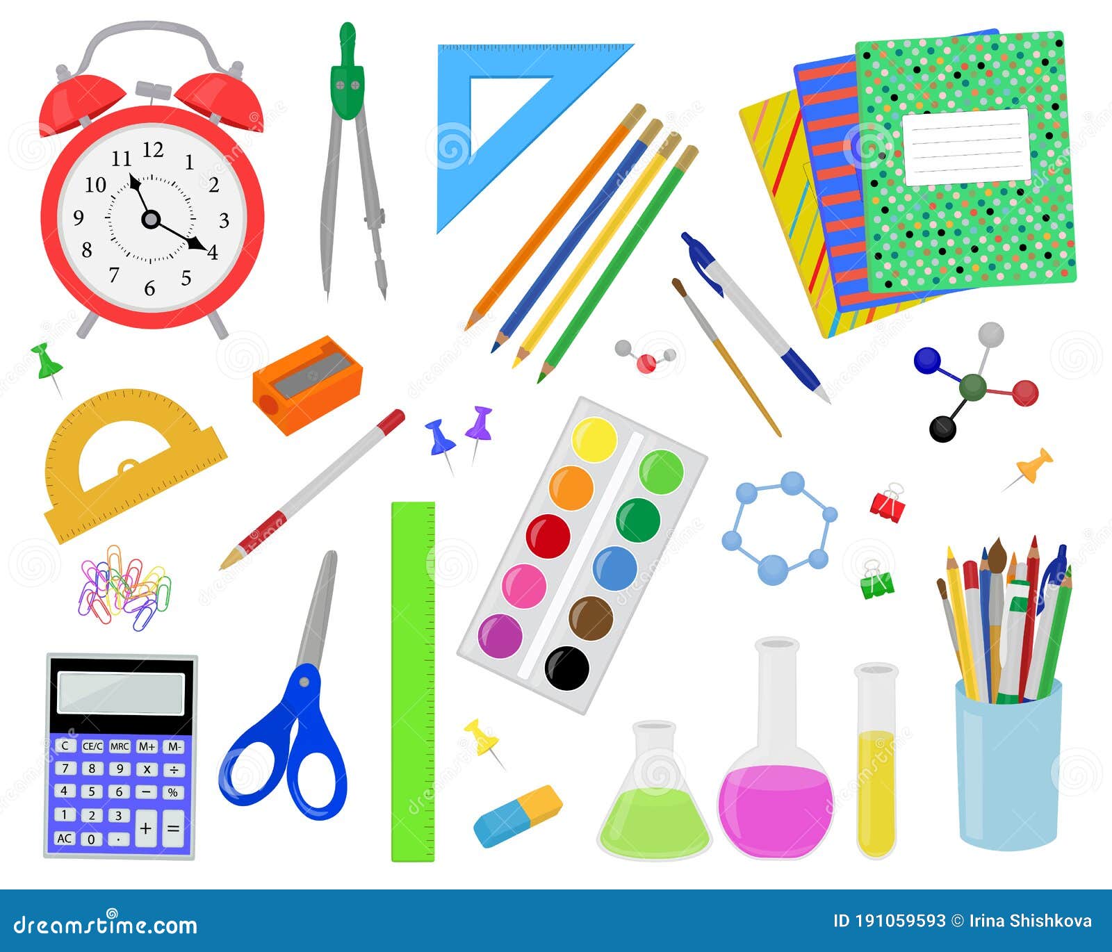 Set Back To School Stationery Notebooks Pencils Pens Paper Clips Eraser ...