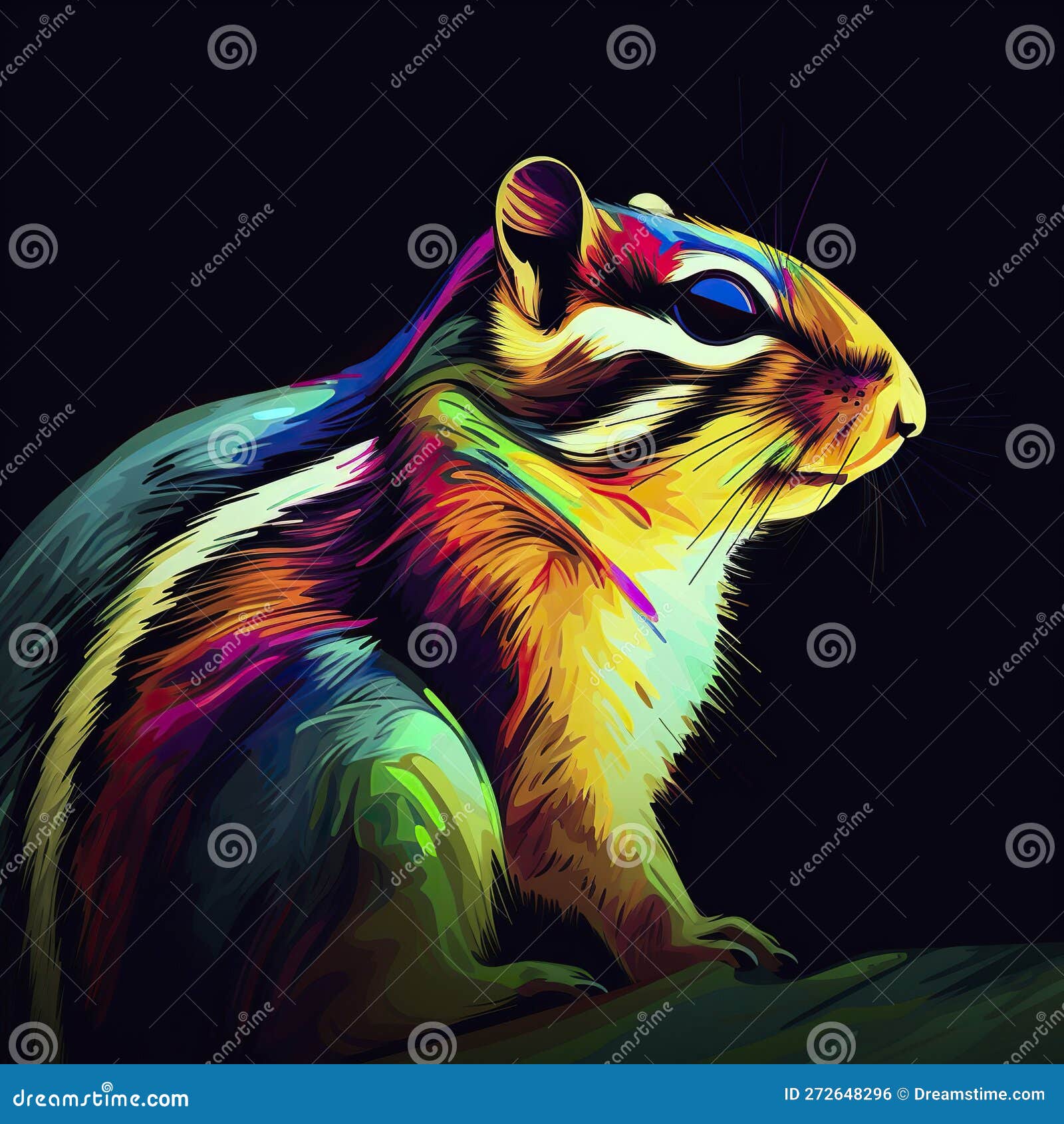 Ð¡hipmunk in Neon Colors. Generative AI Stock Illustration ...