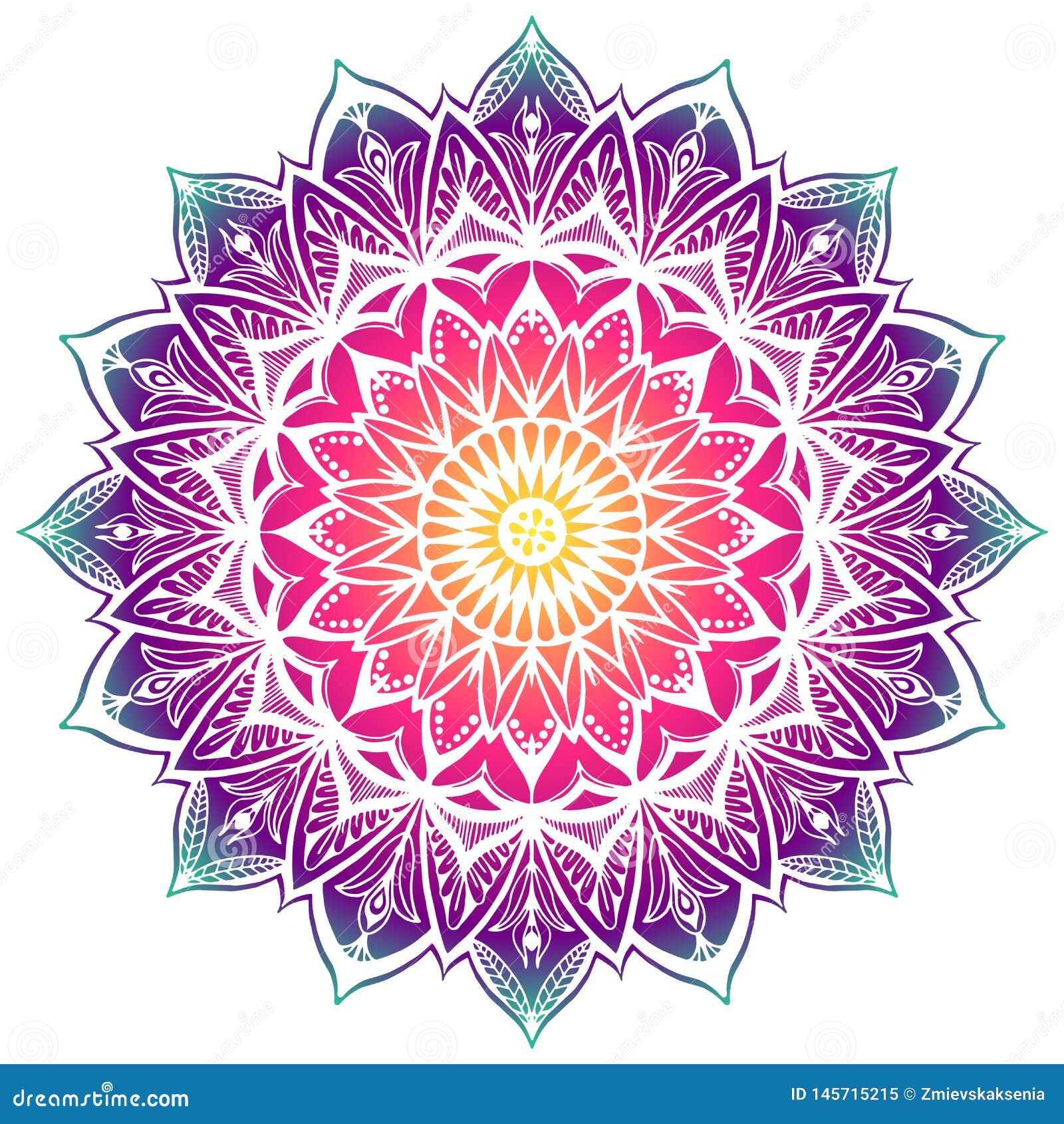 Colored Decorative Mandala in Rainbow Gradient. Stencil Mandala Stock ...