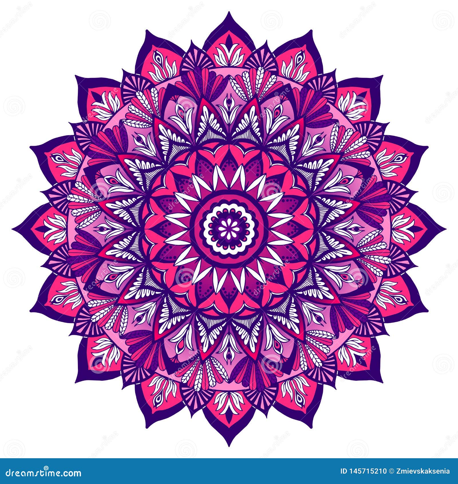 Colored Decorative Mandala in Violet Pink Color Stock Vector ...