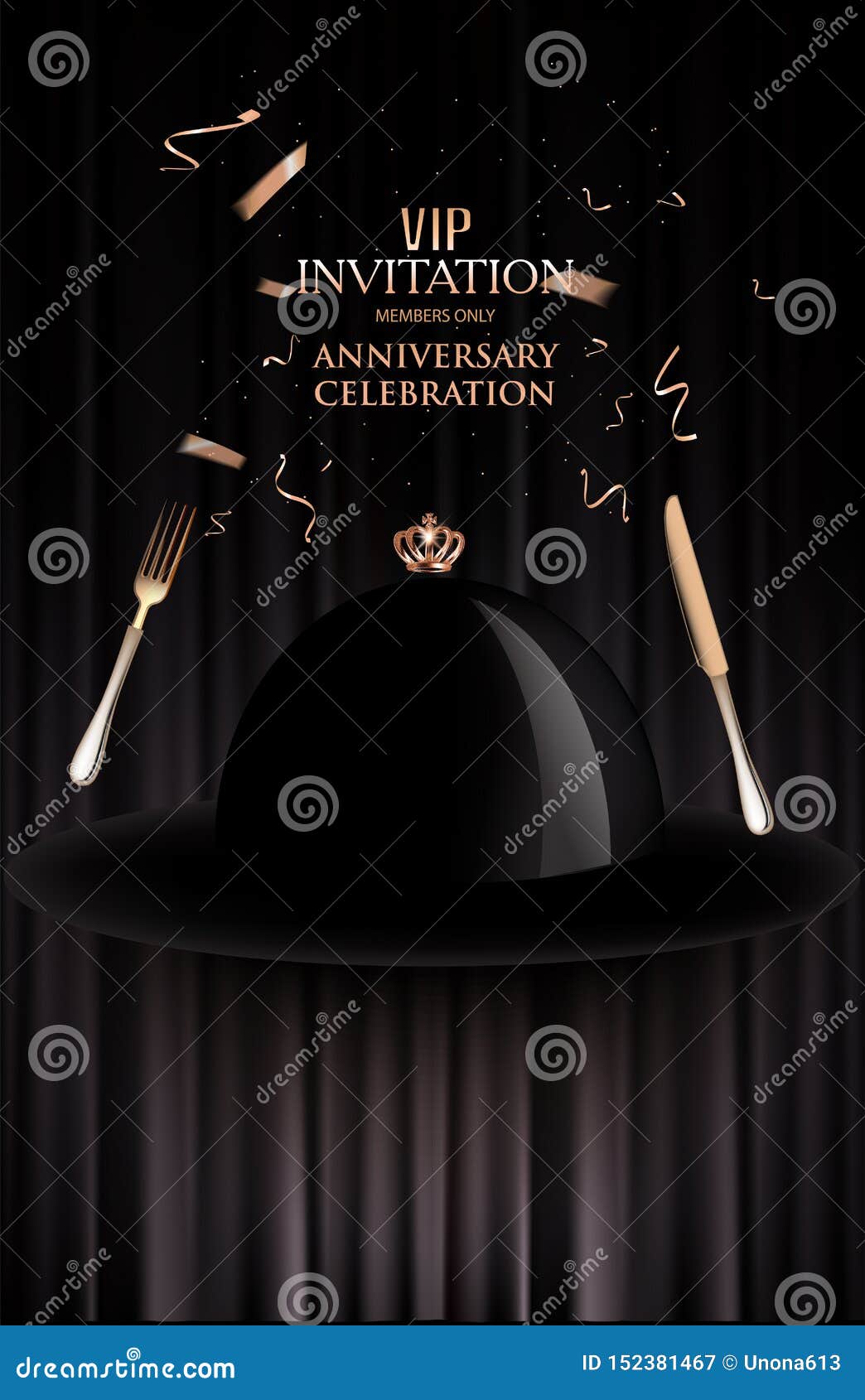 Vip invitation for dinner. stock vector. Illustration of emblem - 152381467