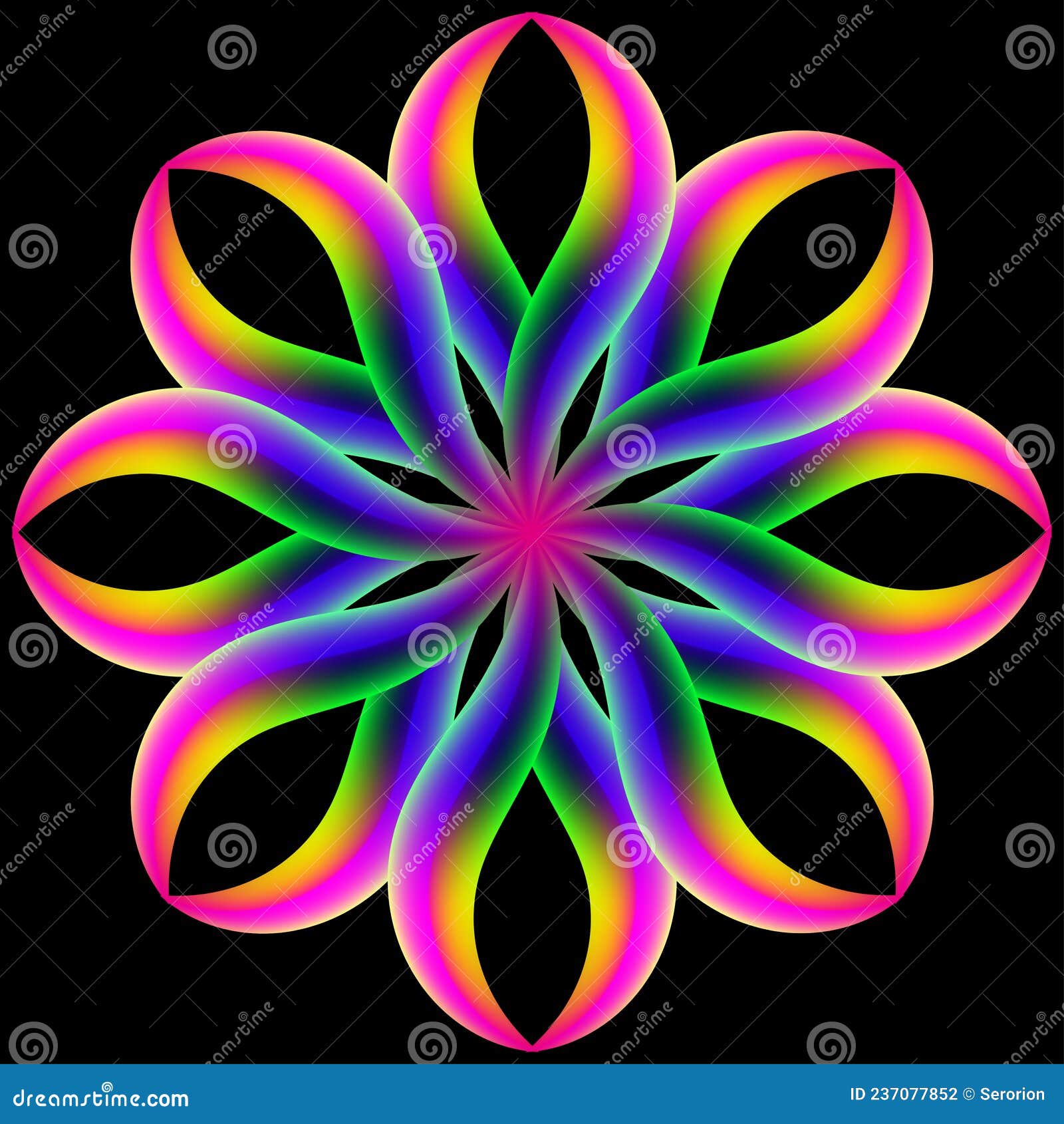 A Symmetrical Pattern of Abstract Shapes Creates an Ornament Around a ...