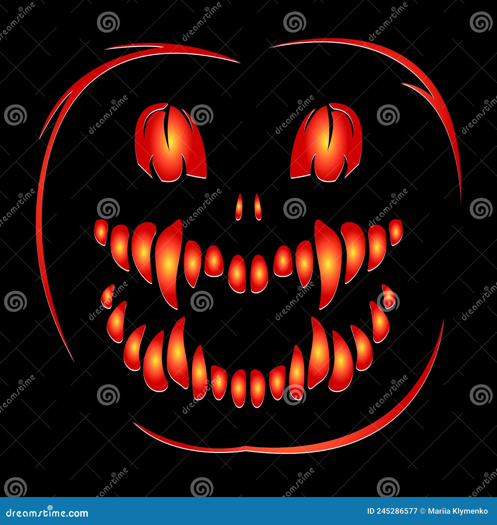 Skeleton with Sharp Teeth. Abstract Festive Scary Pumpkin Stock Vector ...