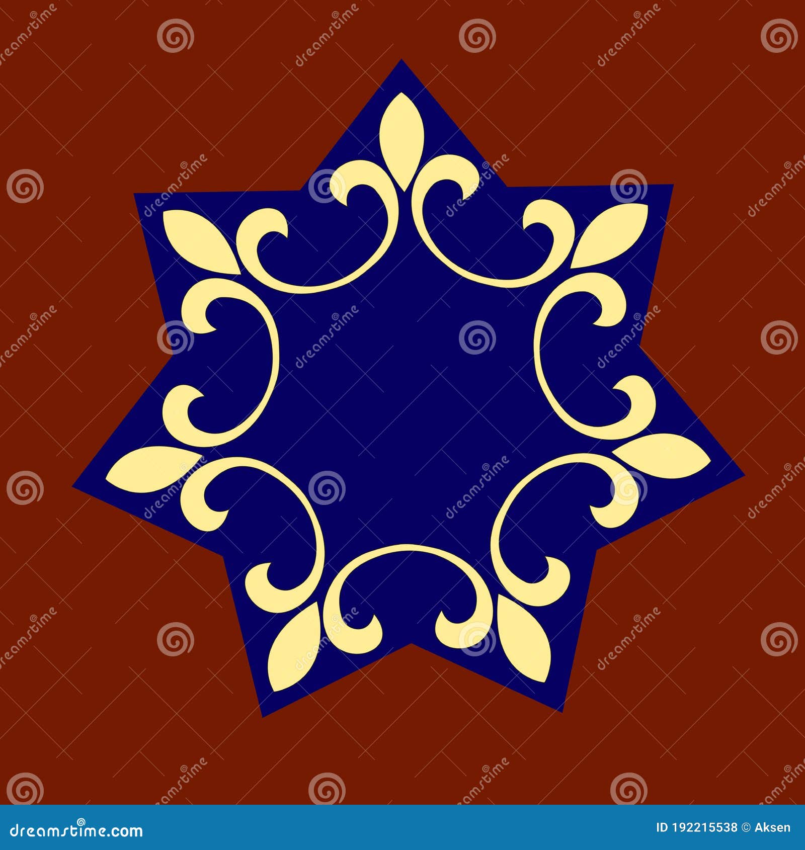 Star of Seven Rays. Blue on a Burgundy Background Stock Vector ...