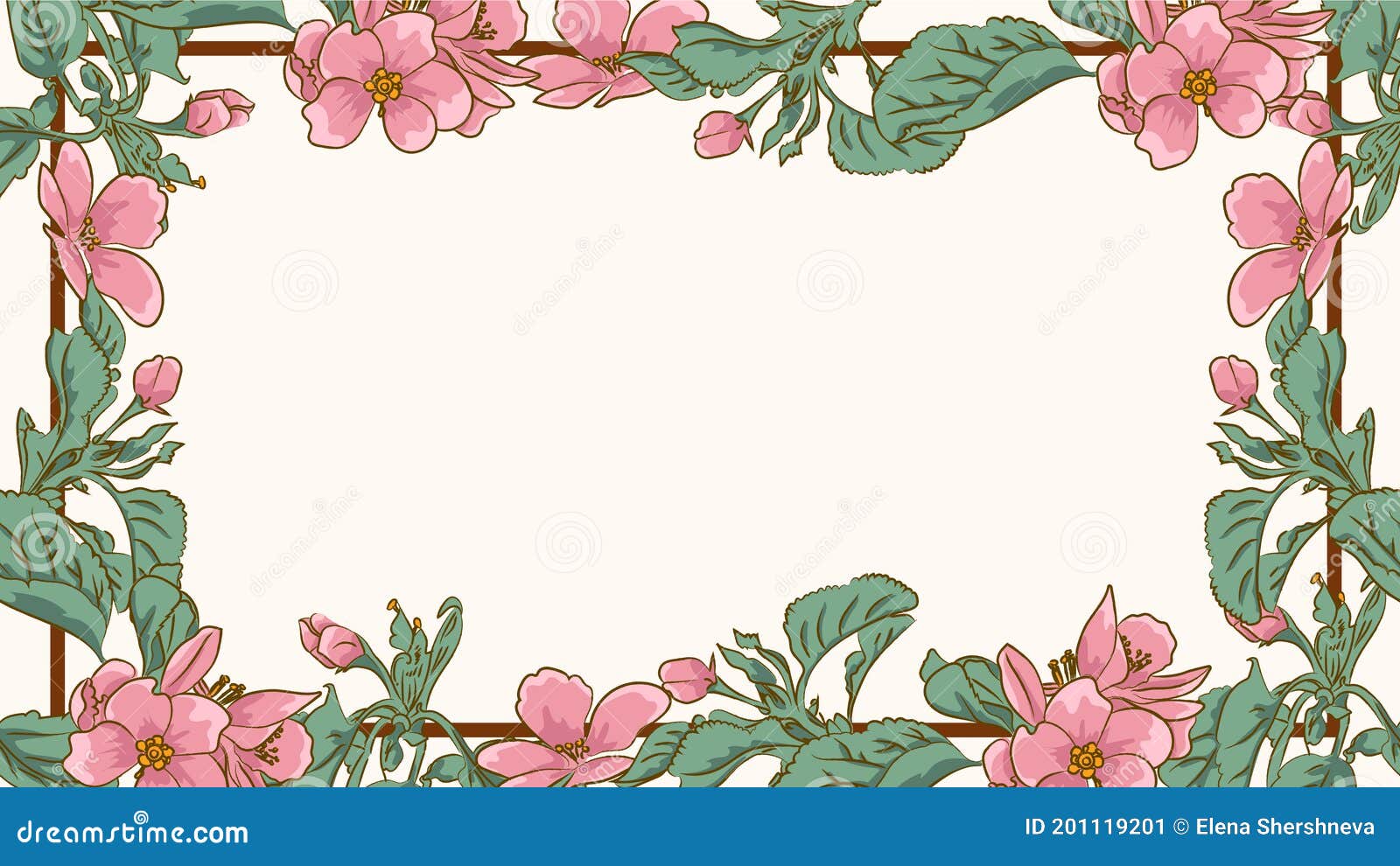 Rectangular Floral Border Frame Template Stock Vector - Illustration of ...