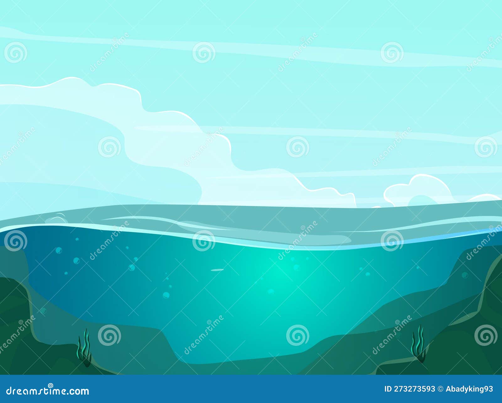 Drawing of the Sea, Sky and Clouds , Deep Sea Stock Vector ...