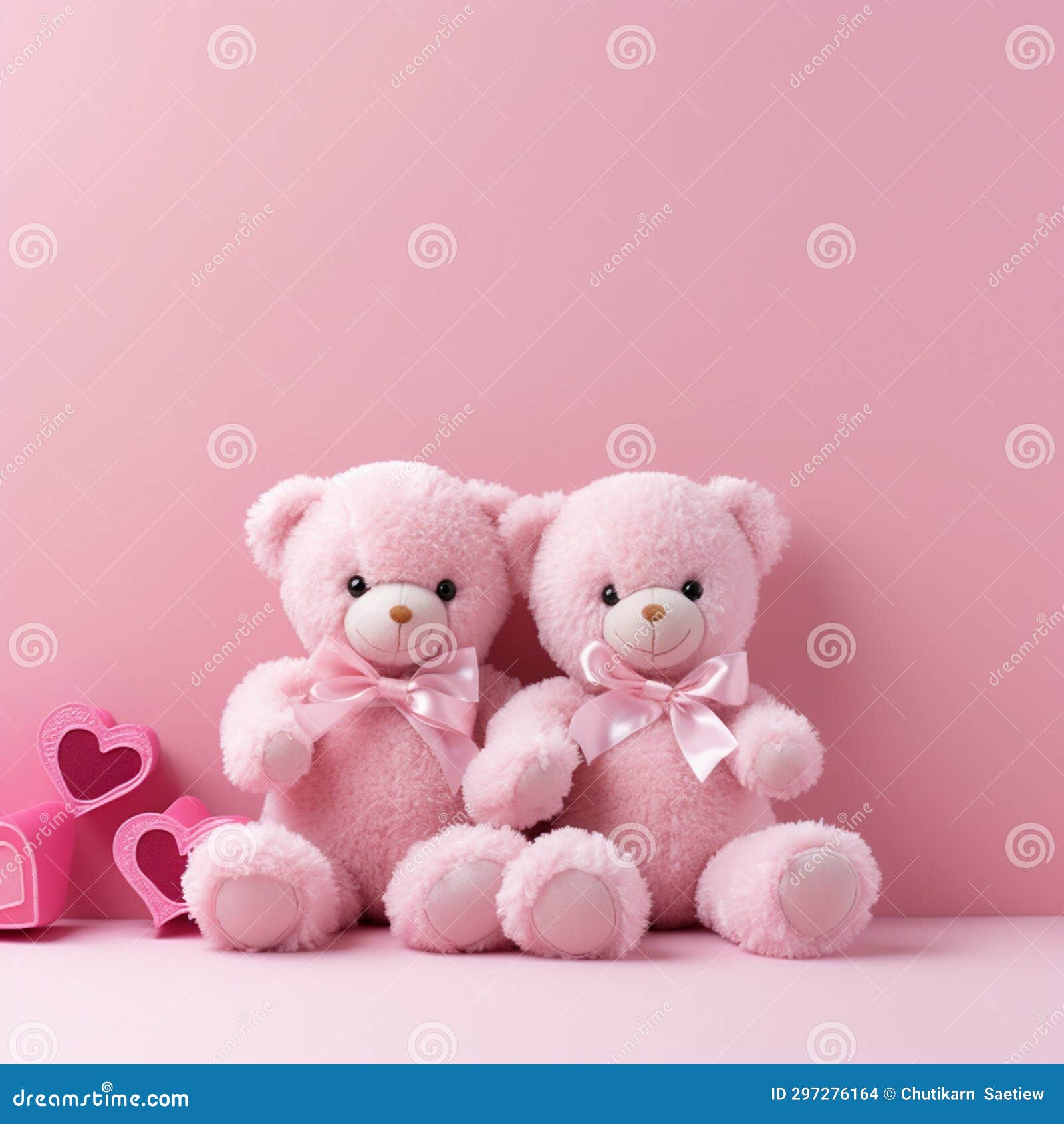 Pink Background Template with 2 Teddy Bears, AIGENERATED Stock ...
