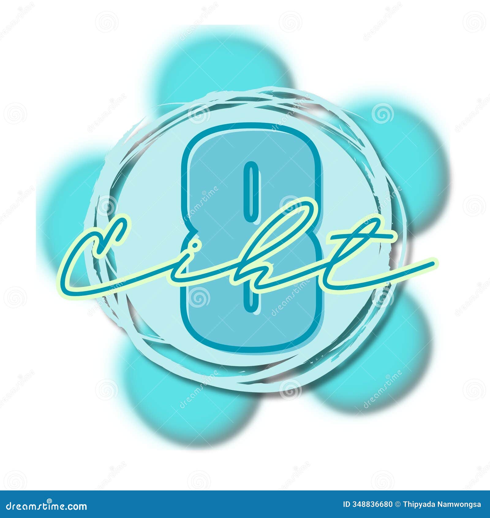 The Number Eight and the Word Eight on a Green Background in the Shape ...