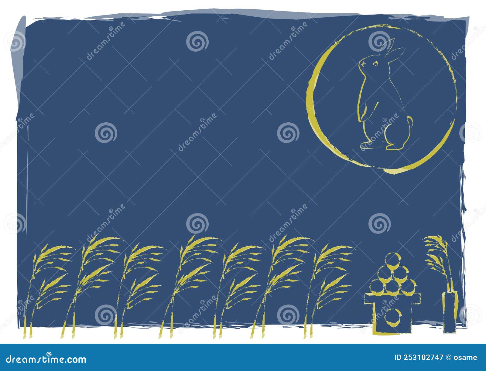 Vector Illustration of Moon Viewing Festival in Japan. Full Moon ...