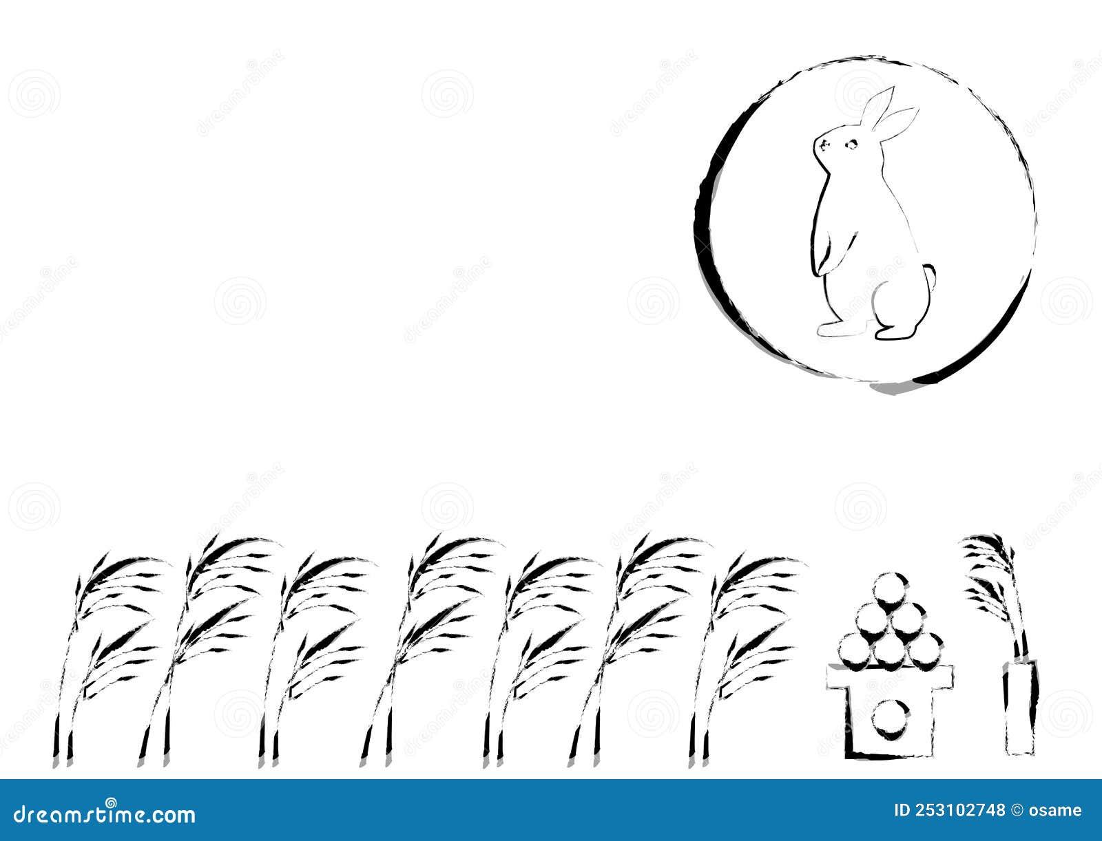 Vector Illustration of Moon Viewing Festival in Japan. Full Moon ...