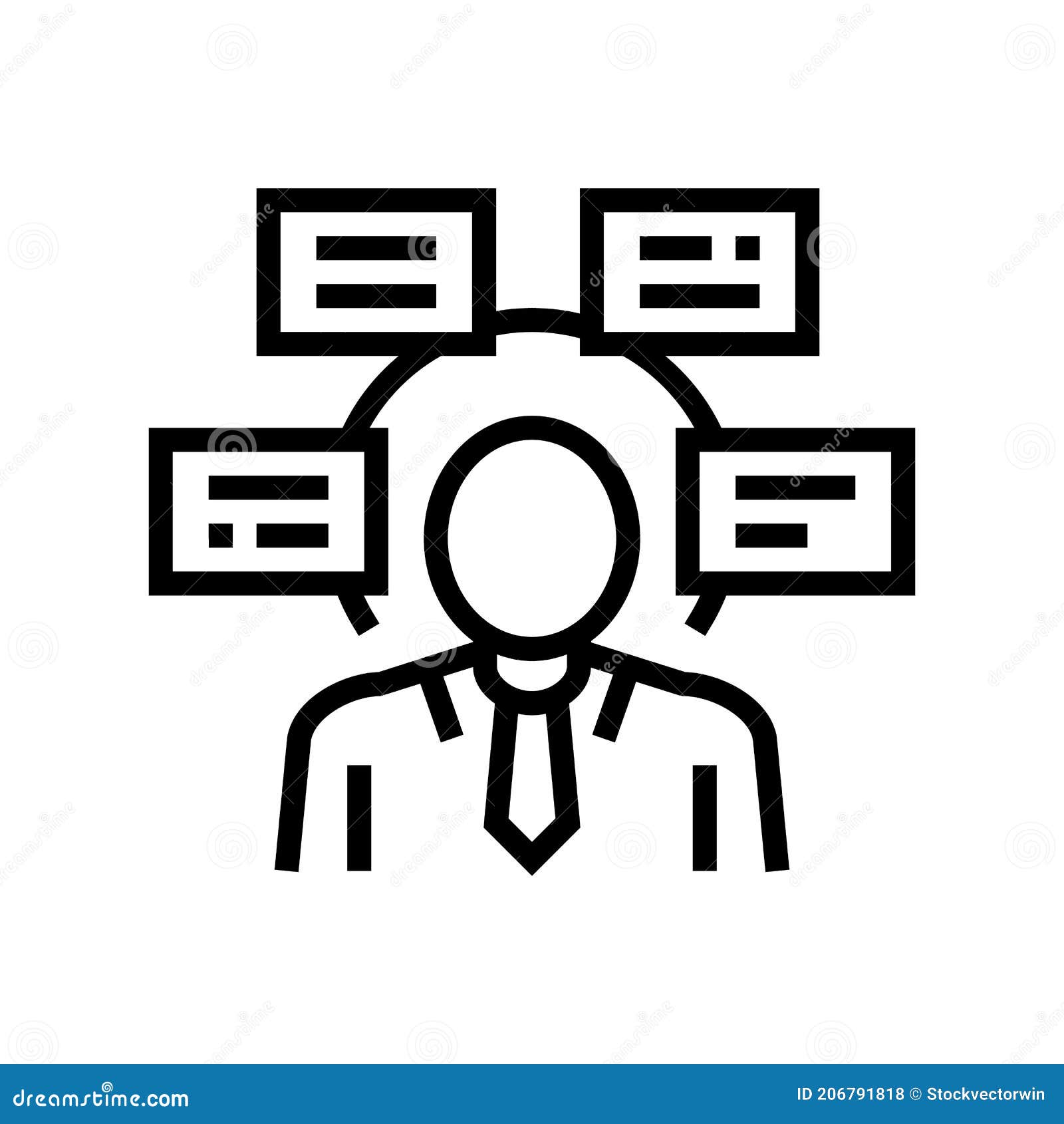 人类综合任务线图标矢量图插图 库存例证. 插画 包括有 生成, 领导, 项目, 扩音器, 创造性, 装箱的 - 206791818