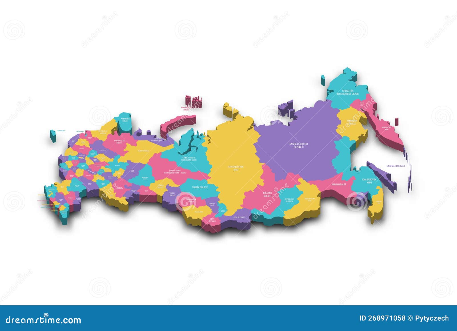 俄罗斯行政区划政治地图 向量例证. 插画 包括有 颜色, 自动机, 鼓胀, 五颜六色, 聚会所, 管理 - 268971058