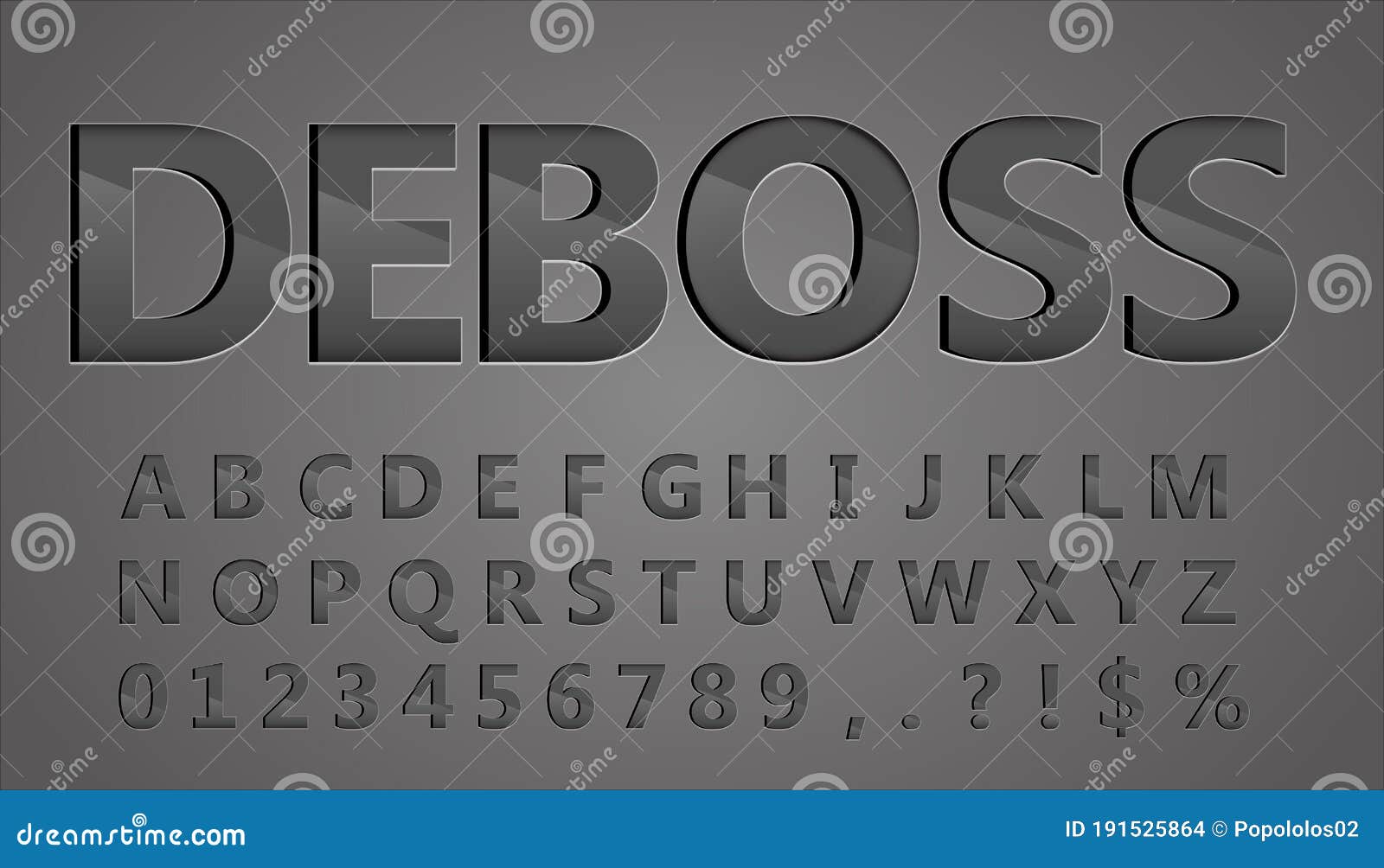 Debossed Style Font Design, Alphabet Letters and Numbers, Eps10 Vector ...
