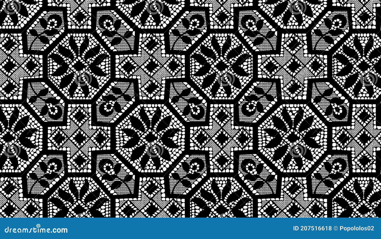 Vector Lace Pattern with Geometric Elements. Jacquard Mesh Lace Fabric ...