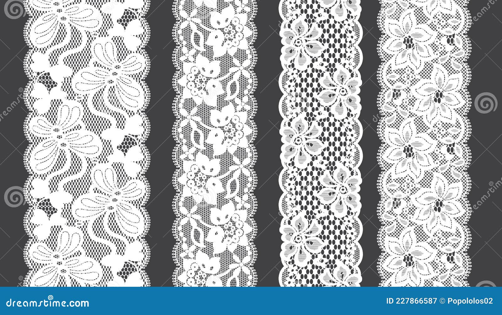 Set of Lace Trim Vectors. Jacquard Mesh Lace Fabric. Stock Illustration ...