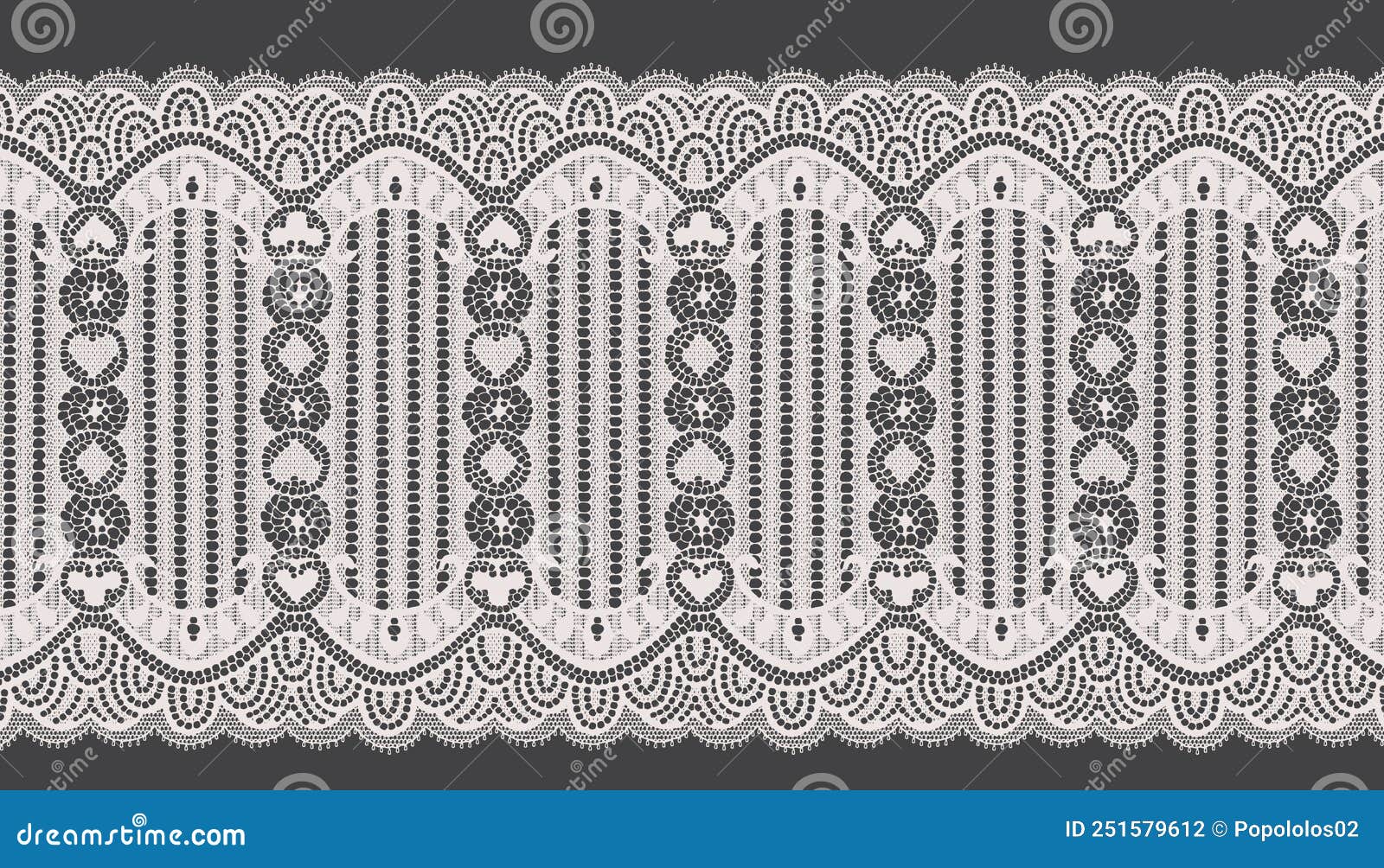 Wide Vintage Court Style Lace Trim. Stock Vector - Illustration of ...