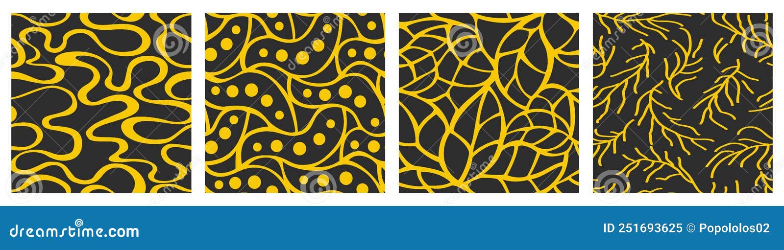 Abstract Collection of Seamless Patterns with Irregular Lines and ...