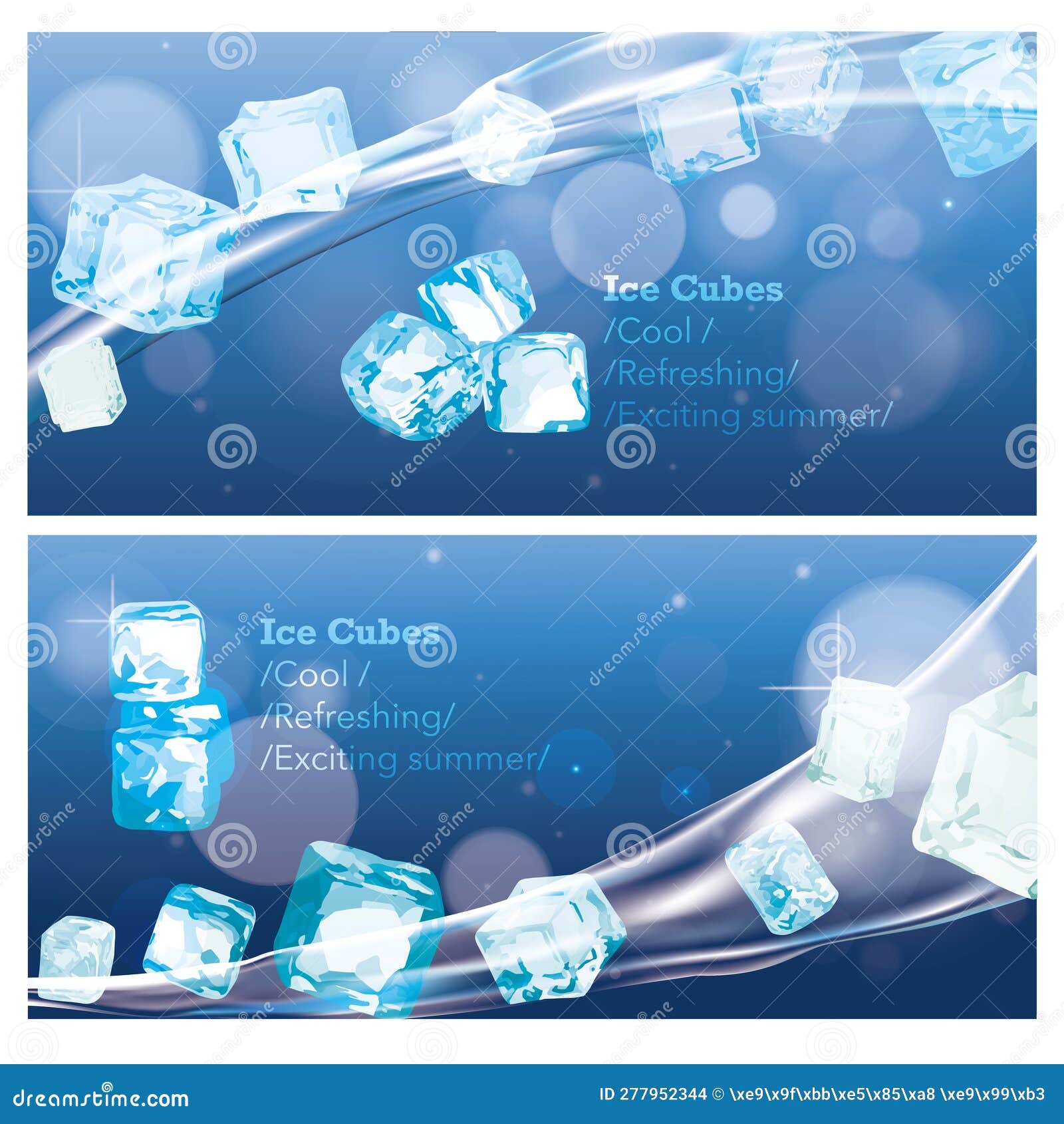 Illustration Hand Drawn Summer Cool and Refreshing Ice Cube Banner ...