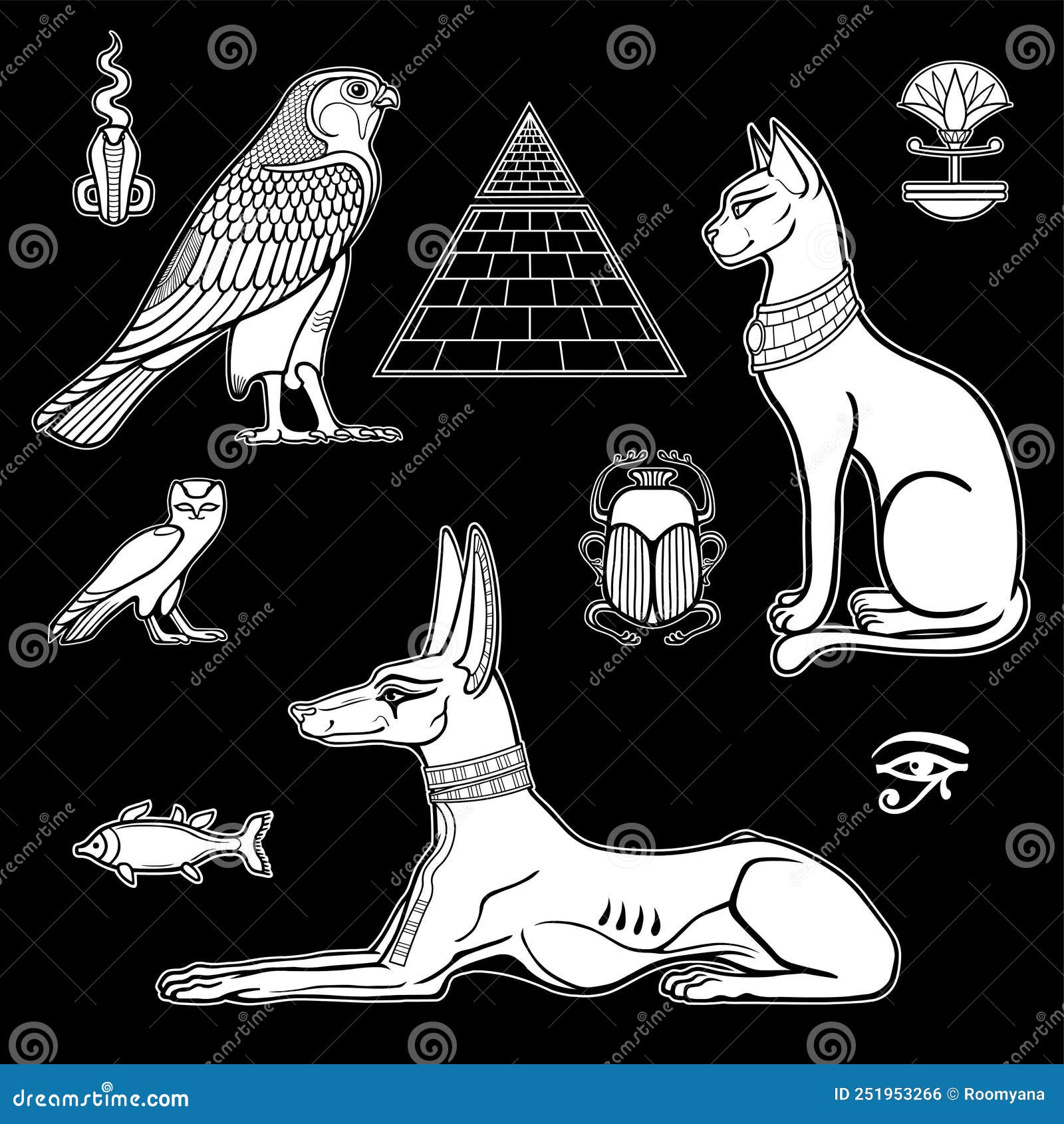 动画绘制 : 神圣的埃及动物群 : 大白猫鸟. 向量例证. 插画 包括有 图象, 破擦声, 动画片, 敌意 - 251953266