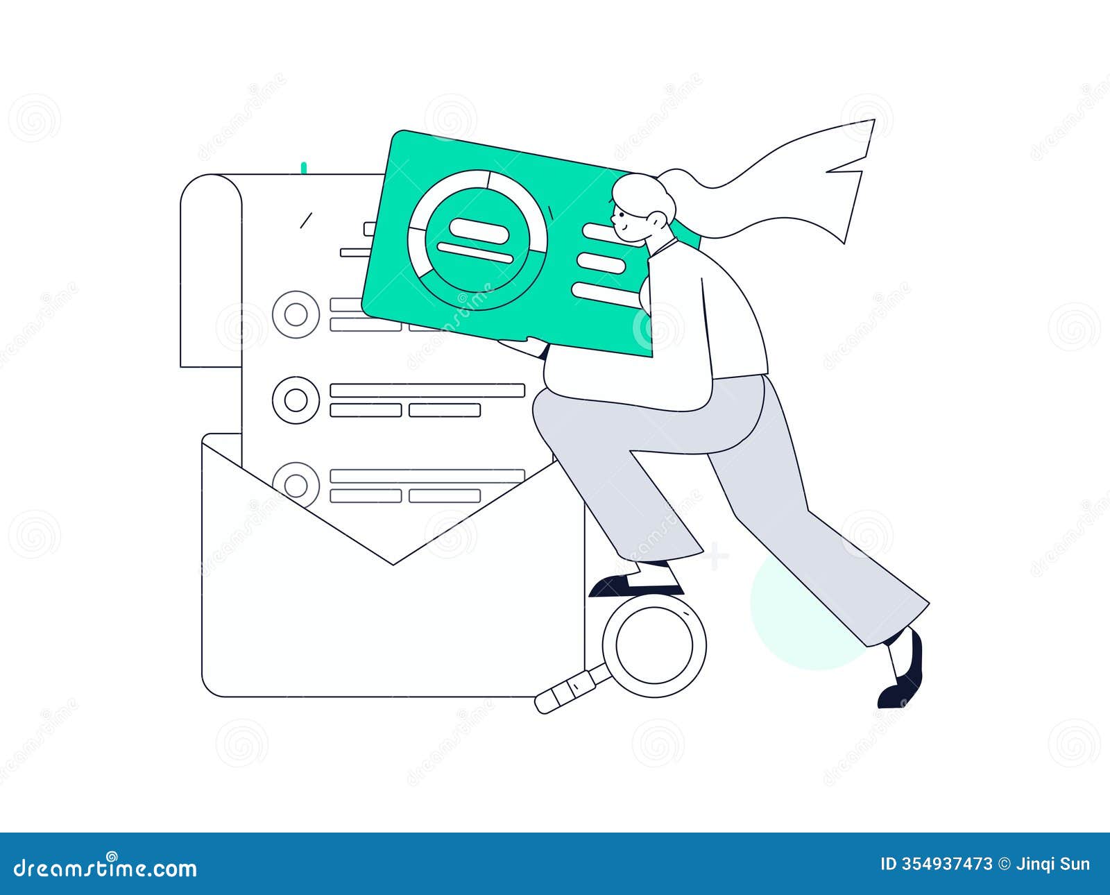 Flat Vector Illustration of Business People Operating Work Scene Stock ...