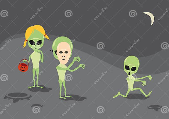 Alien Trick or Treat Funny Vector Illustration 向量例证 - 插画 包括有 笑声, 笑话 ...