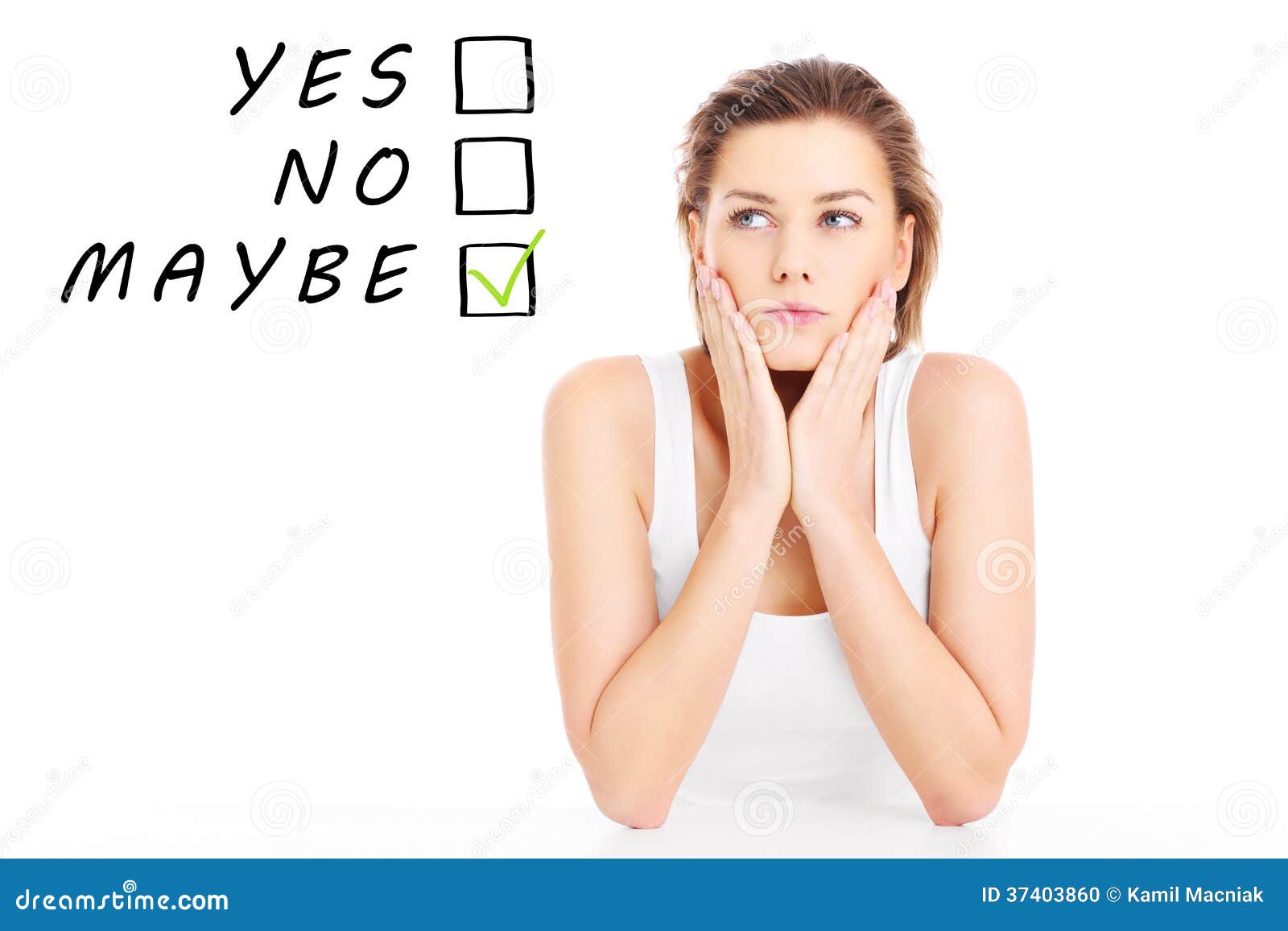 Maybe 库存照片. 图片 包括有 人们, 帮助, 头发, 女性, 空白, 可能, 表面, 查找, 周道 - 37403860