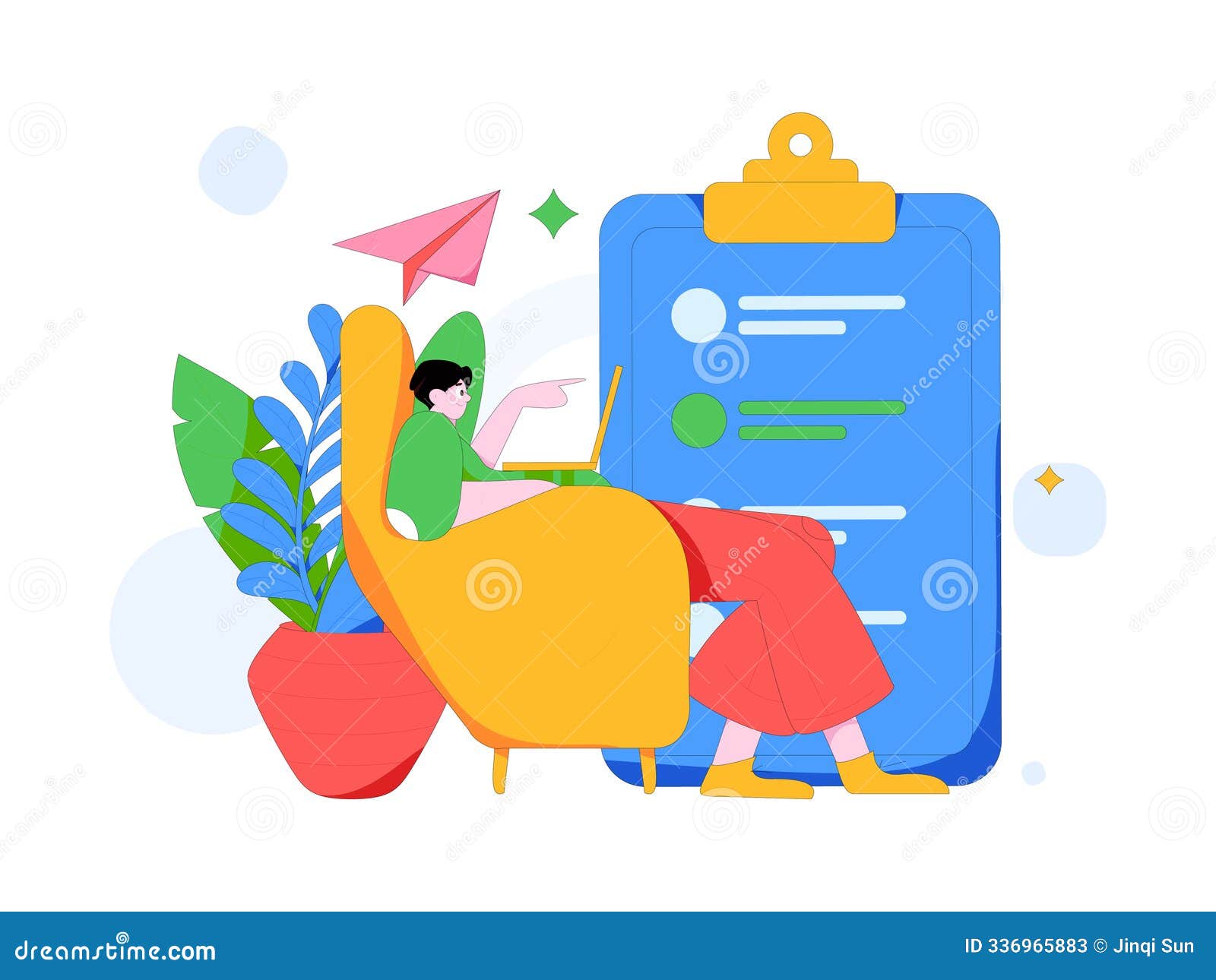 Flat Vector Illustration of Business People Operating Work Scene Stock ...