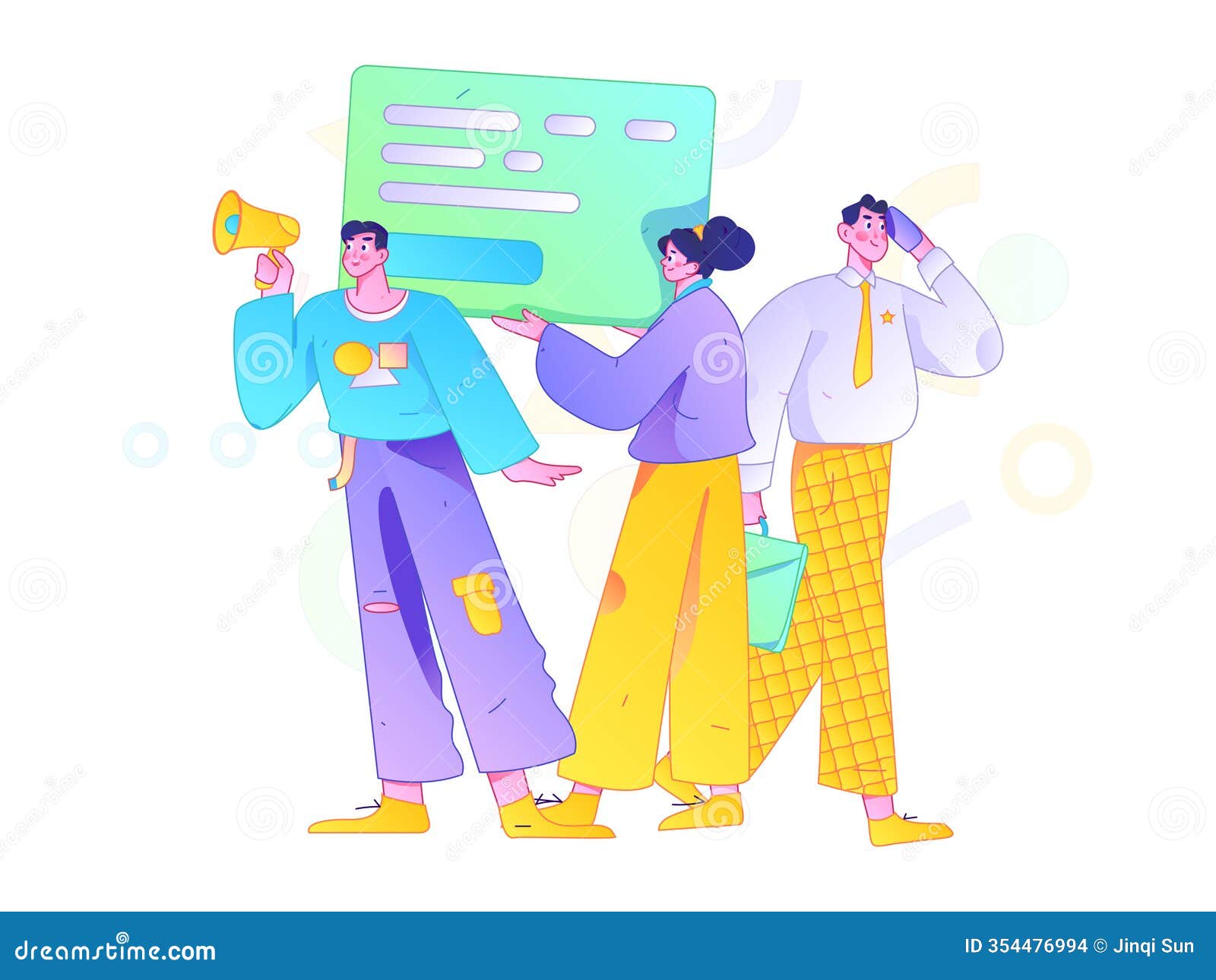 Flat Vector Illustration of Business People Operating Work Scene Stock ...