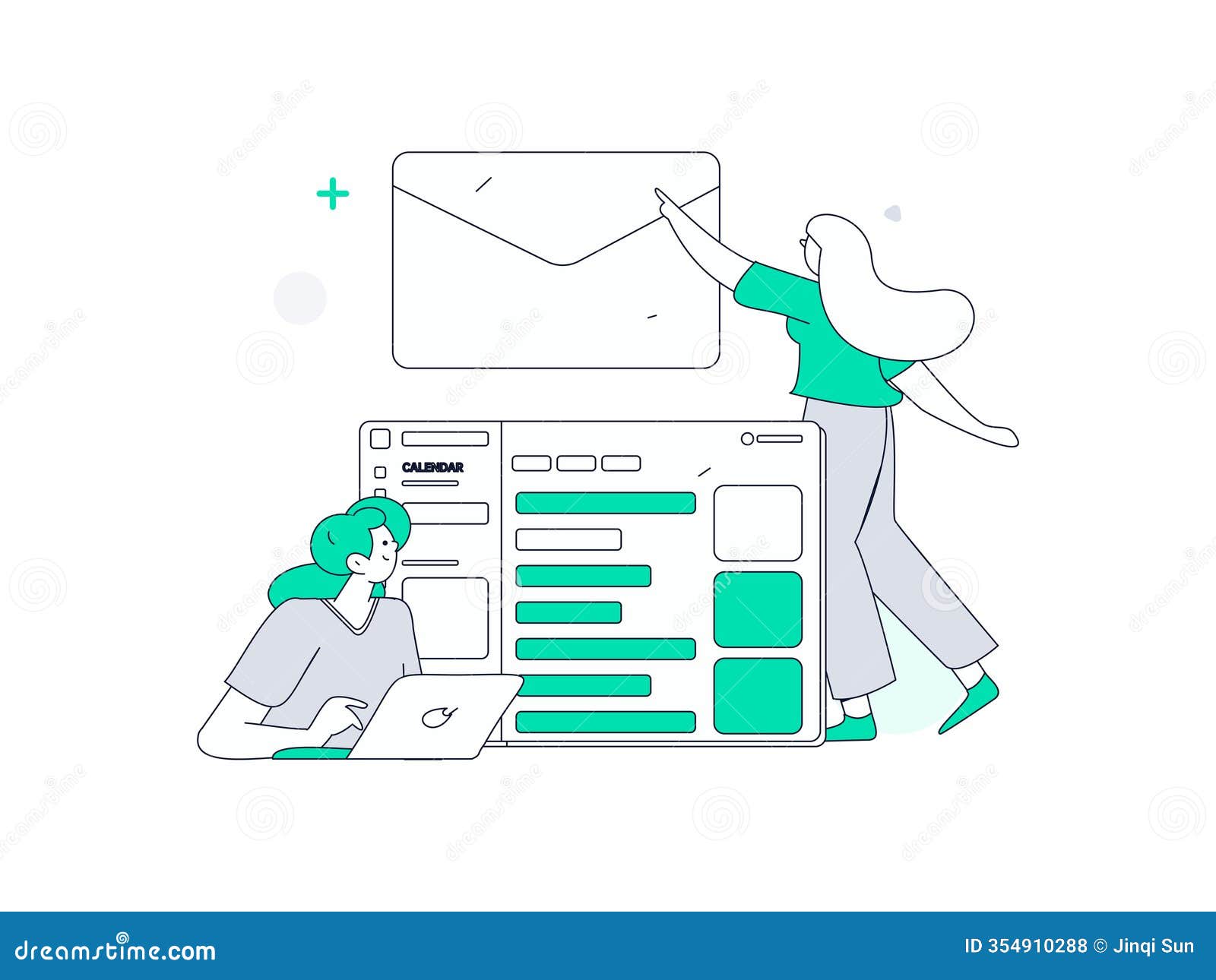 Flat Vector Illustration of Business People Operating Work Scene Stock ...