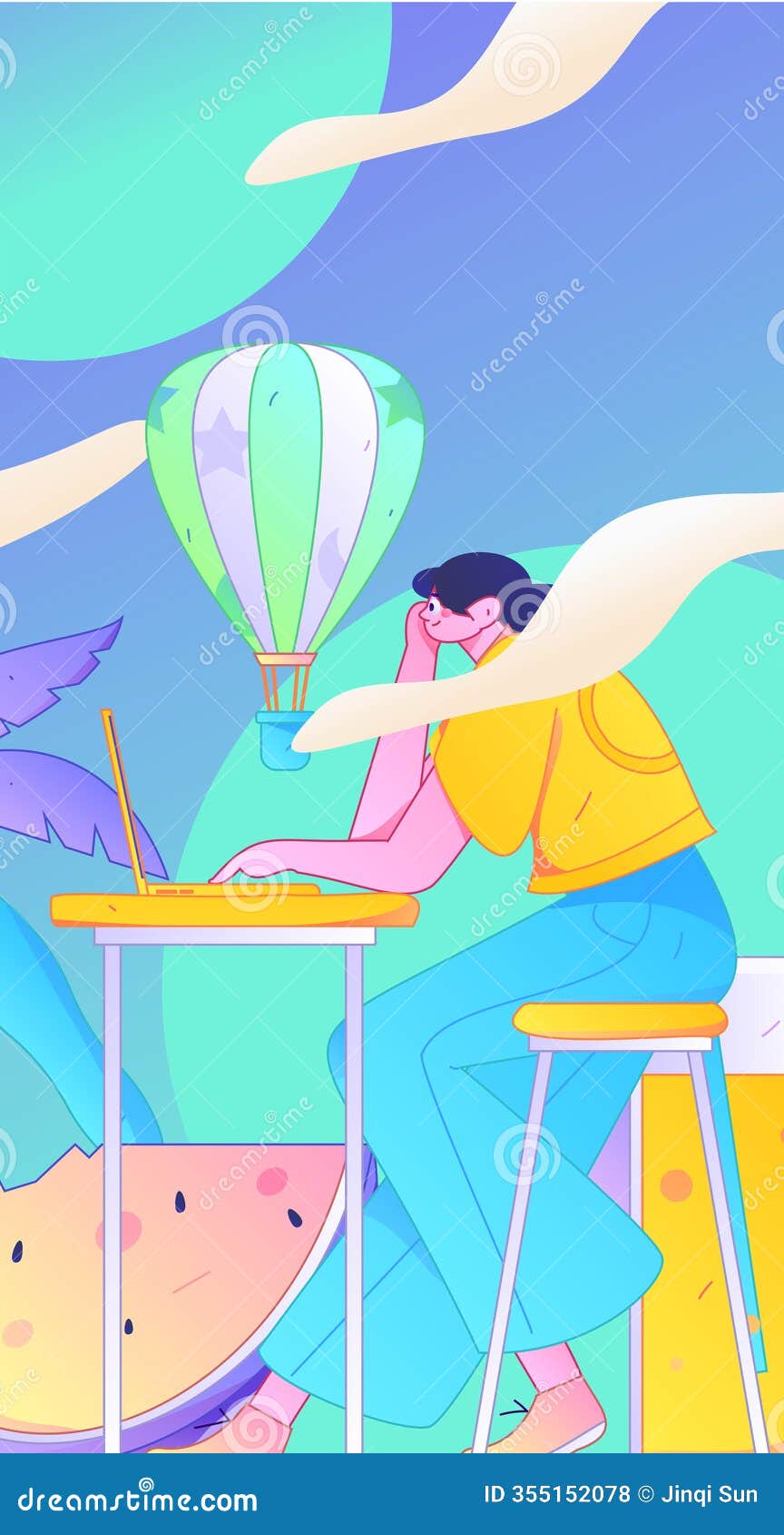 Summer Characters daily Life Scene Illustration Stock Vector ...