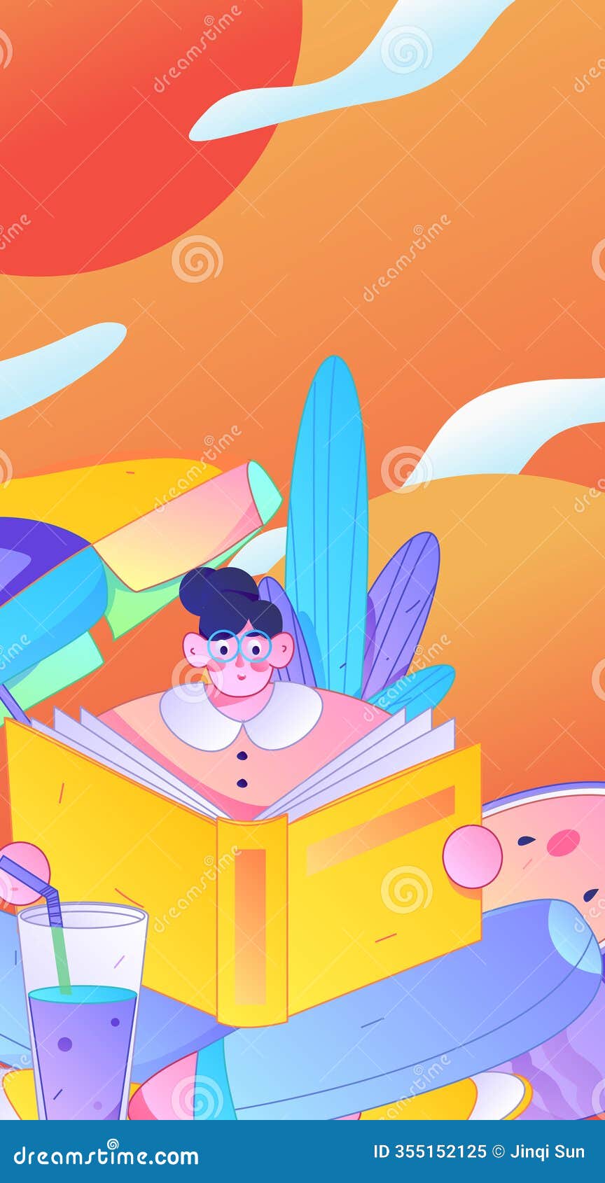 Summer Characters daily Life Scene Illustration Stock Vector ...