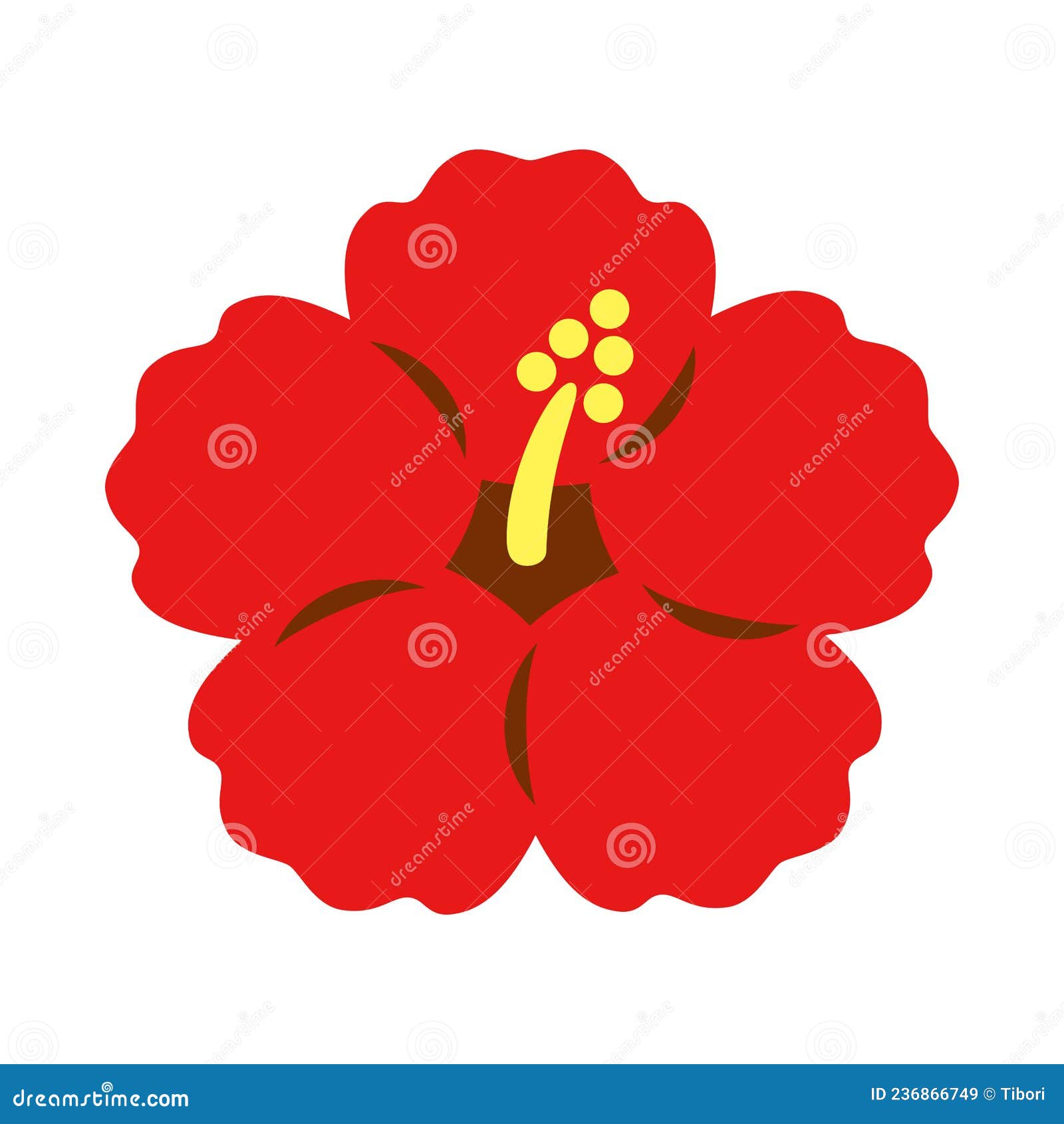 Red Hibiscus, Simple Icon, Illustration Stock Image - Illustration of ...
