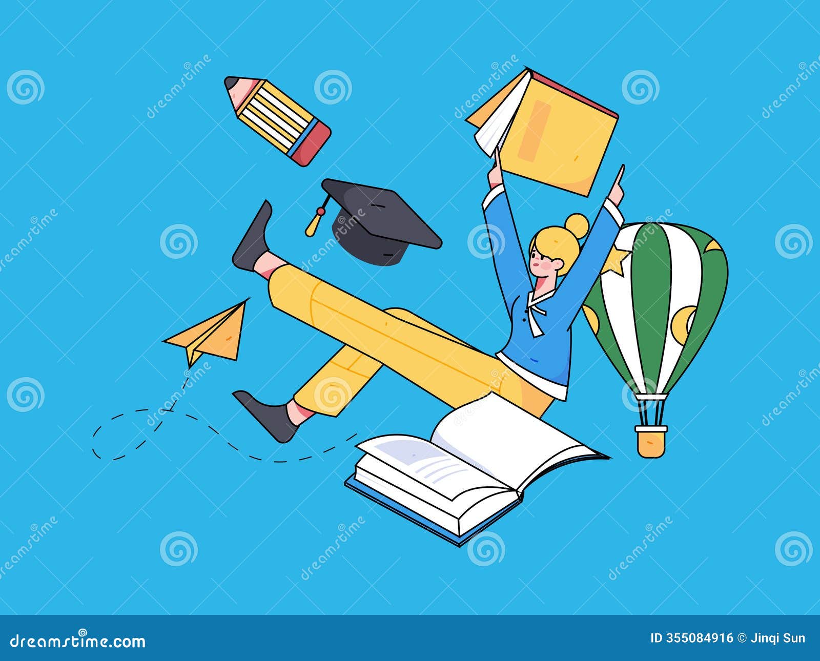 Education and Learning People Flat Vector Concept Hand Drawn ...