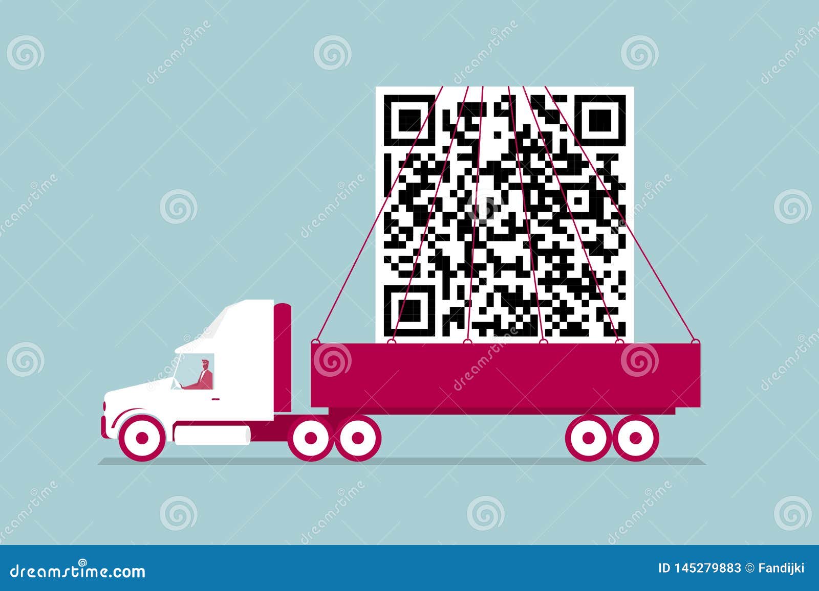 Transport the QR Code Using the Truck. Stock Vector - Illustration of ...
