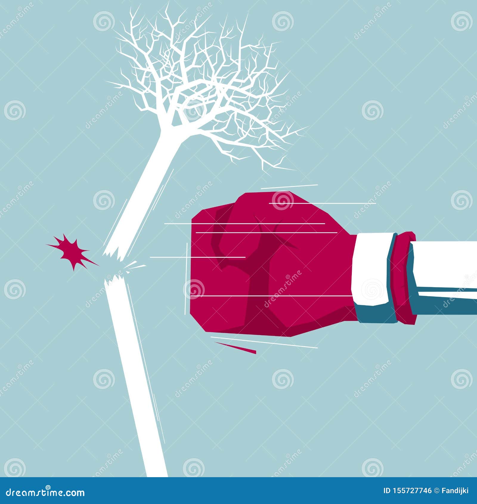 The fist hit the tree. stock vector. Illustration of human - 155727746