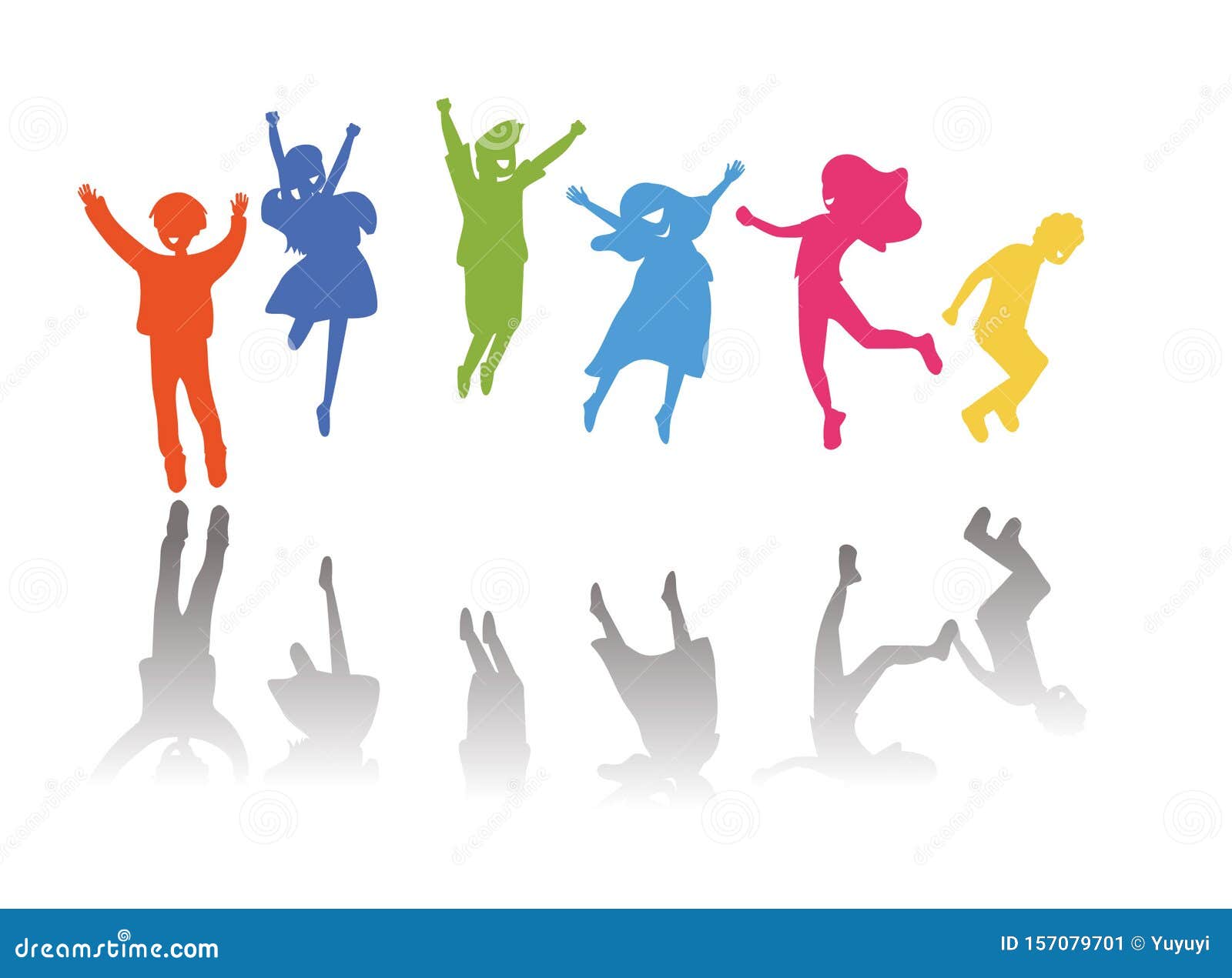 Cute kids jumping stock vector. Illustration of hand - 157079701