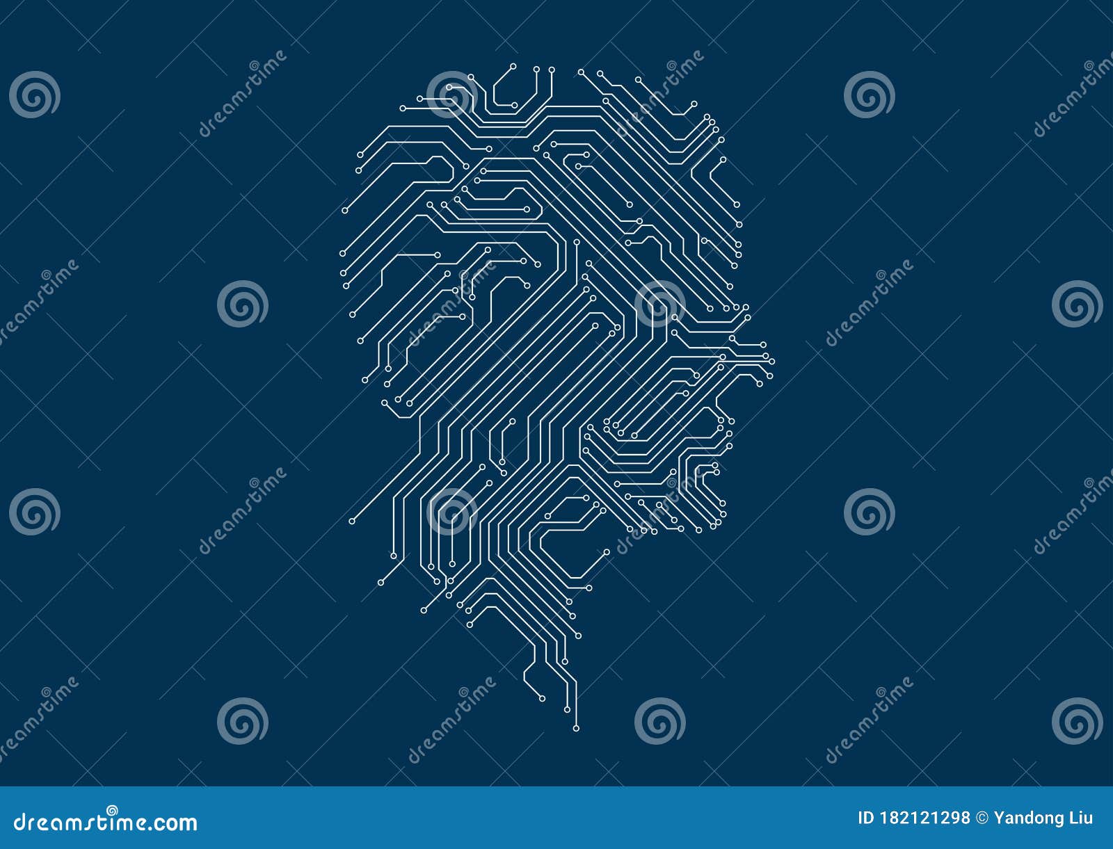 Human Head Composed of Electronic Circuits, Artificial Intelligence and ...