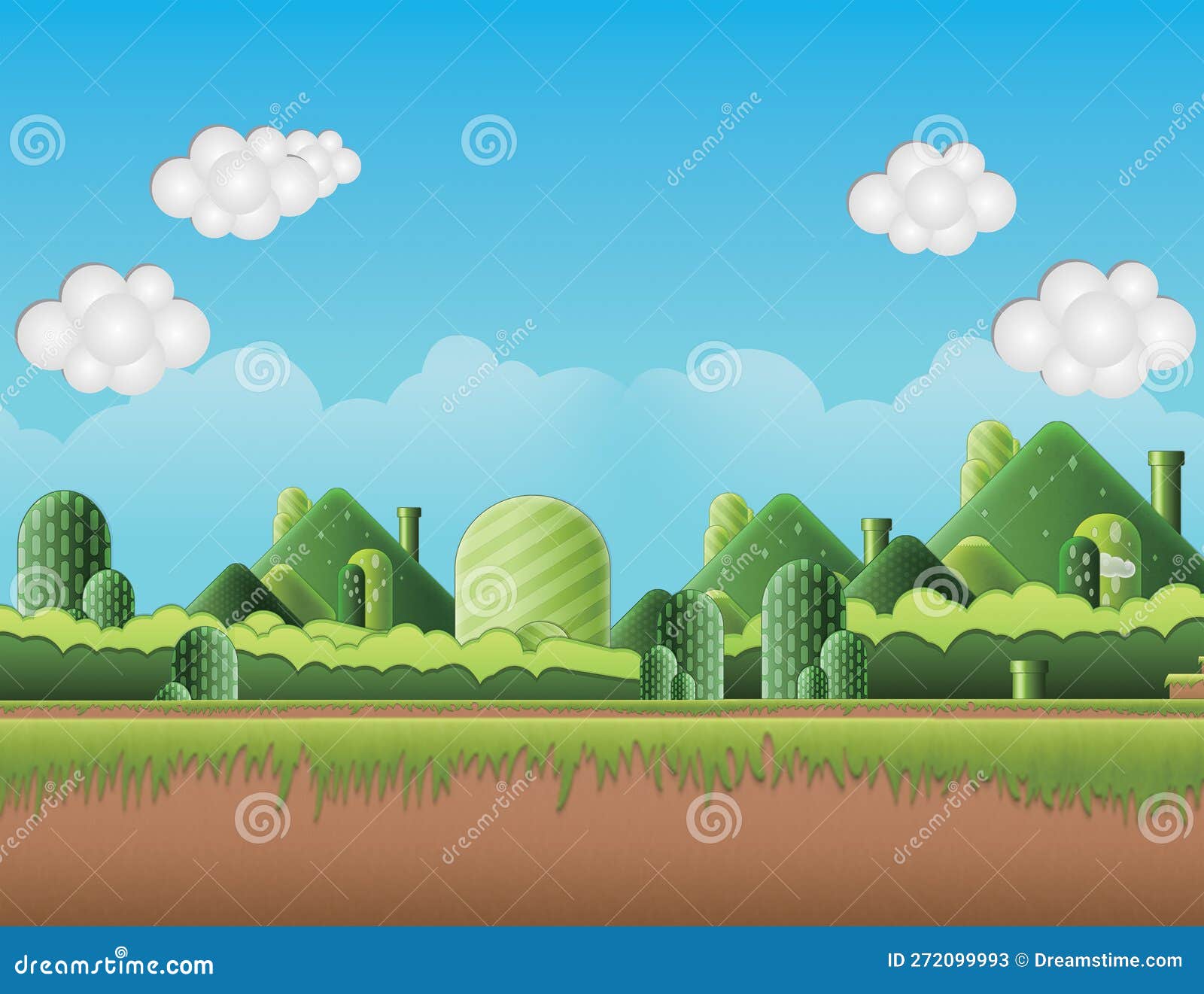 Mountains and Trees and Grass, Super Mario Background Stock ...