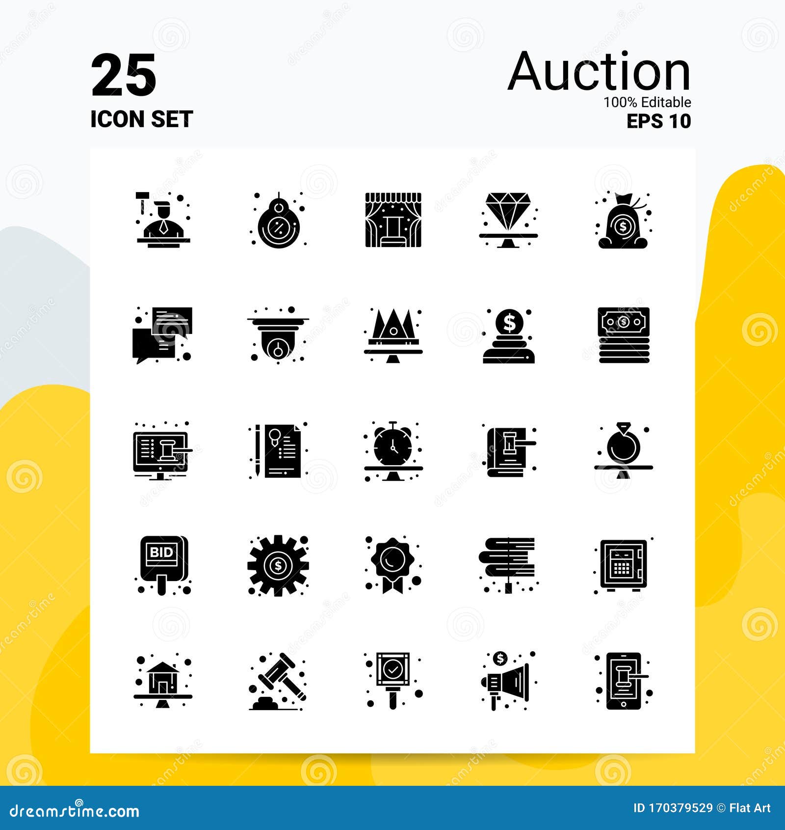 25拍卖图标集 100%可编辑EPS10文件 企业徽标概念概念实体字形图标设计 向量例证 - 插画 包括有 天空, 场面: 170379529