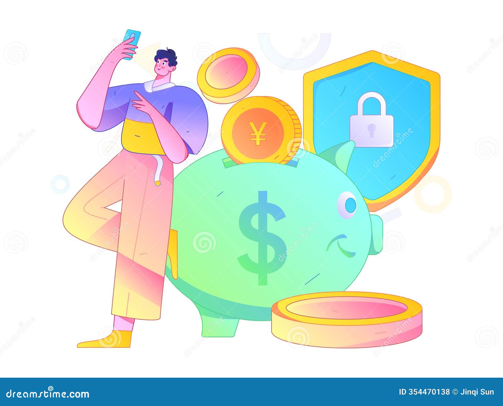 Flat Vector Illustration of Business People Operating Work Scene Stock ...