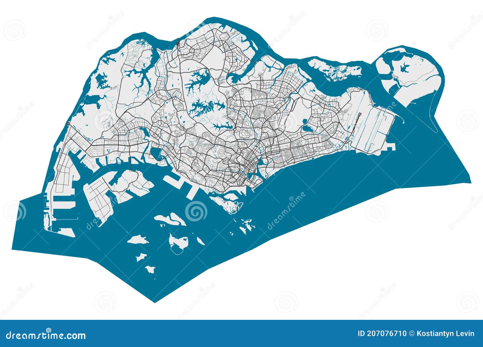 新加坡城市景观详细图. 免版税矢量图插图 向量例证. 插画 包括有 地产, 区域, 共和国, 道路, 打印 - 207076710