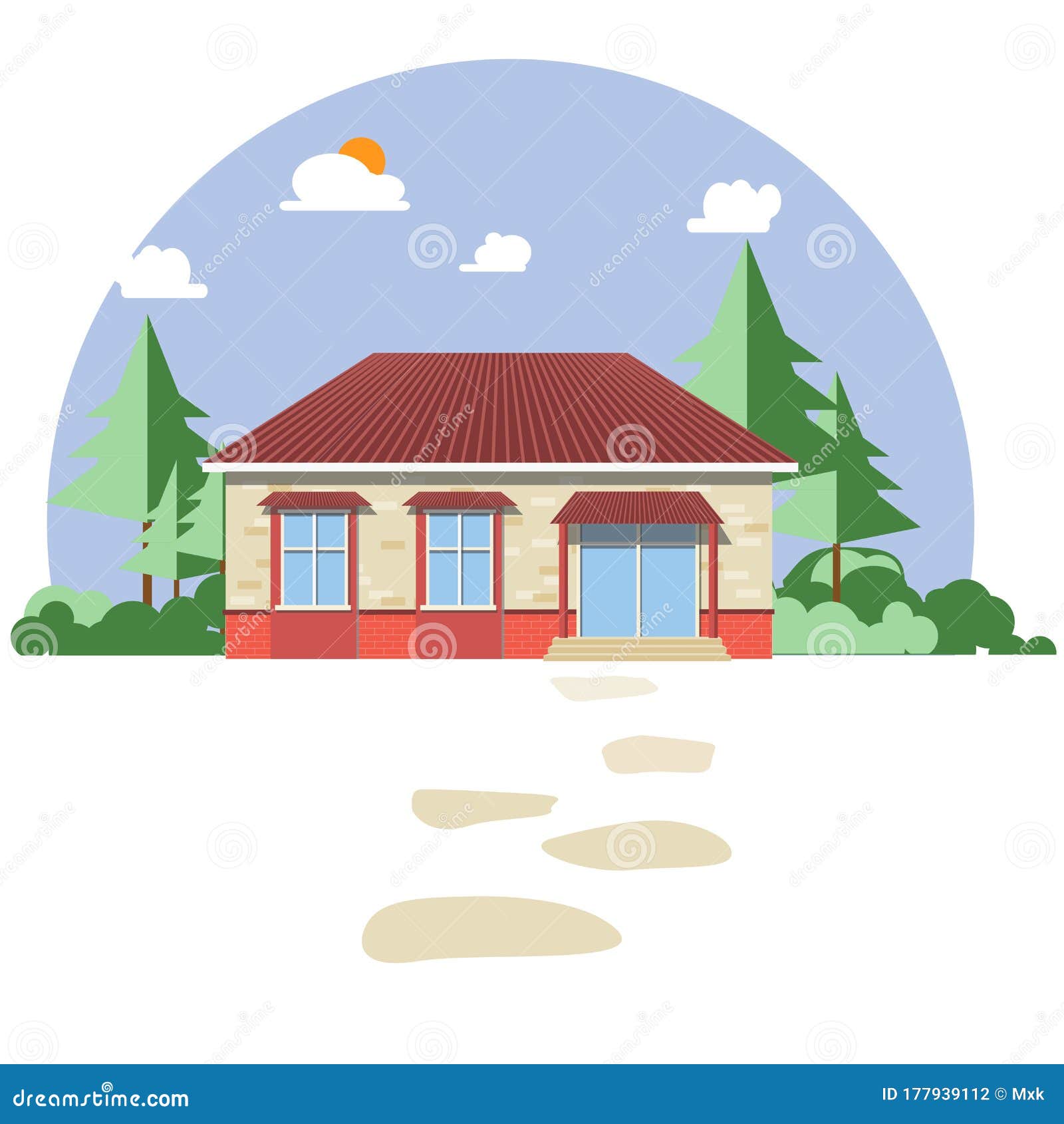 Single Villa Surrounded by Trees Stock Vector - Illustration of forest ...