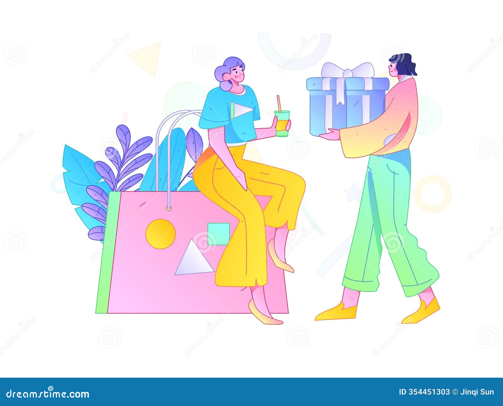 People Using E-commerce Shopping Vector Scene Illustration Stock ...