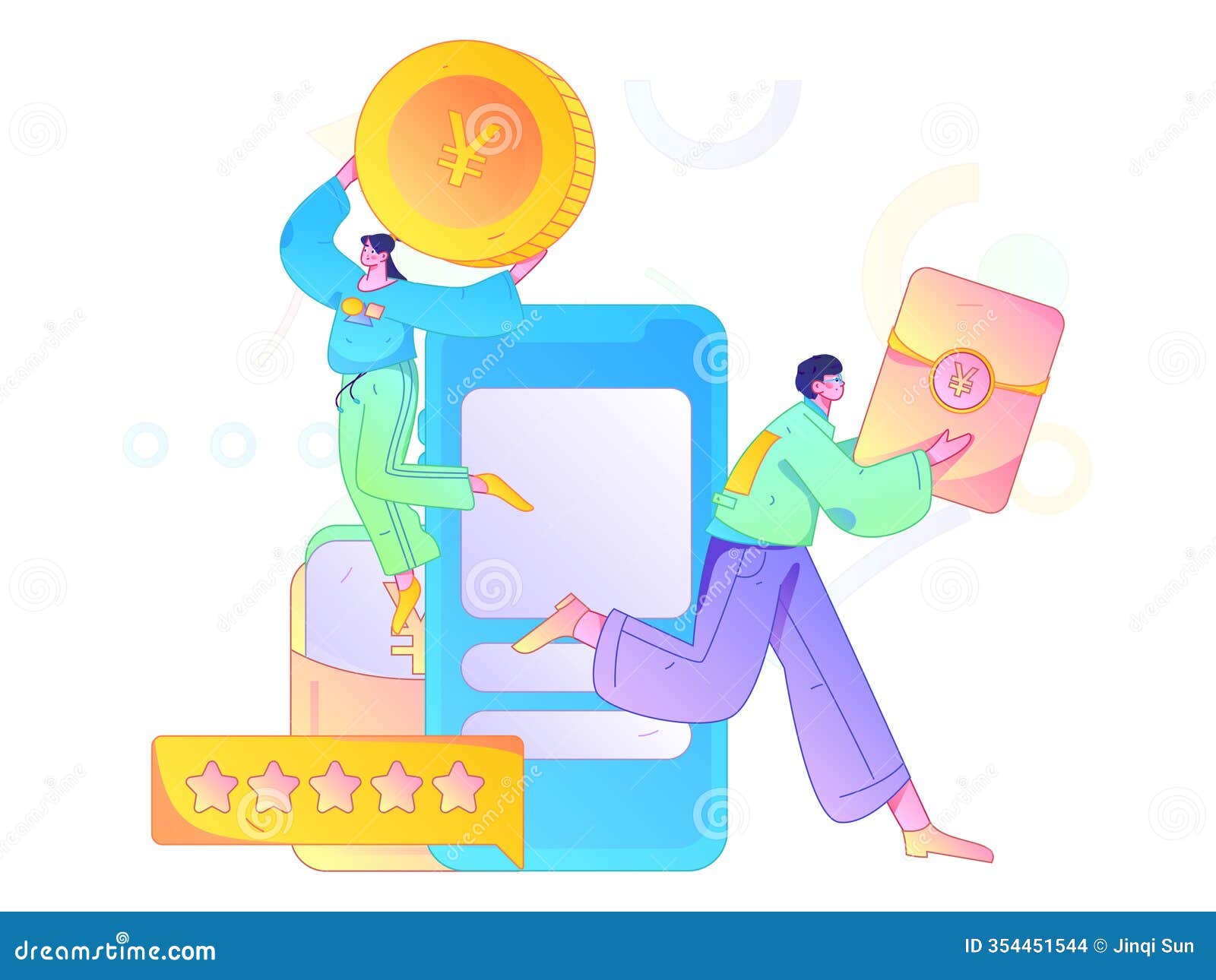 People Using E-commerce Shopping Vector Scene Illustration Stock ...