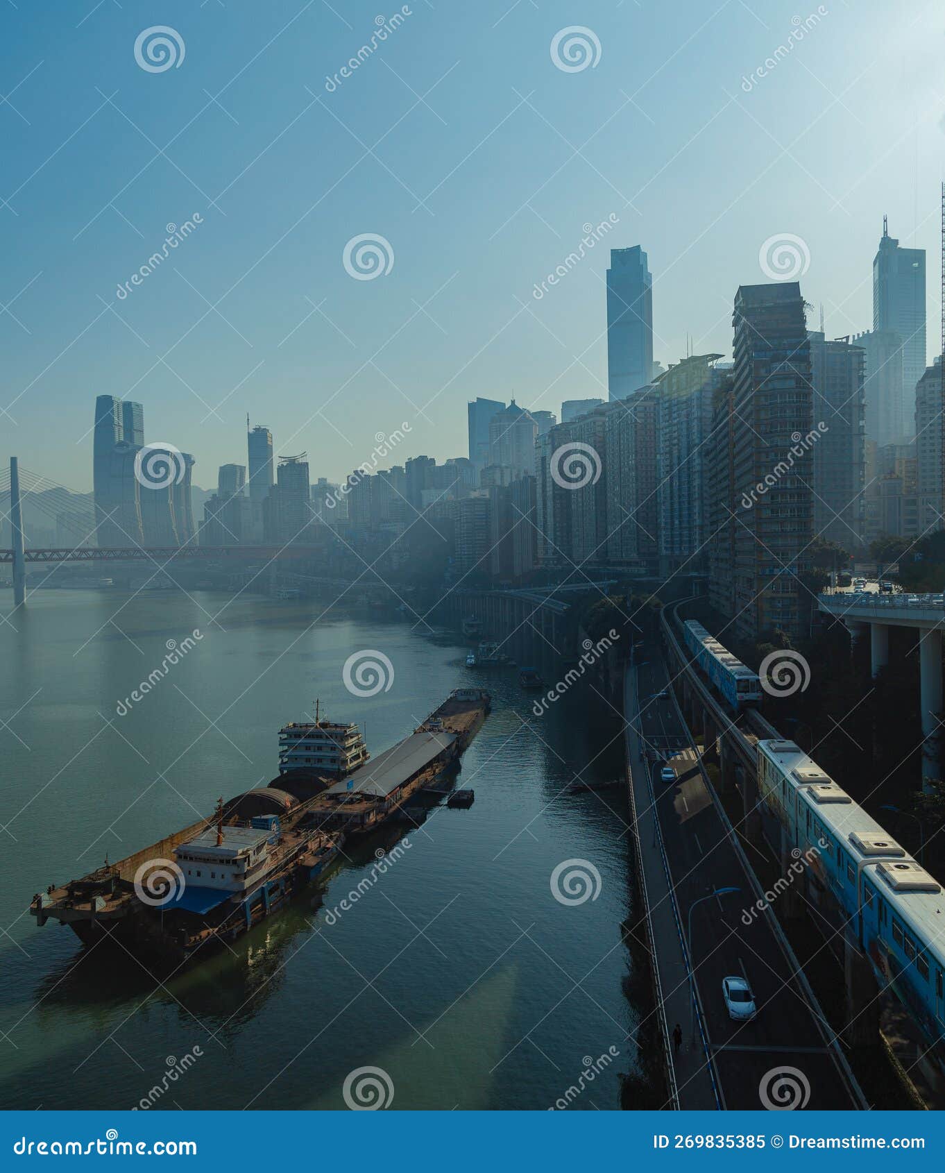 Chongqing Riverside Cityscape Stock Image - Image of called, bridge ...